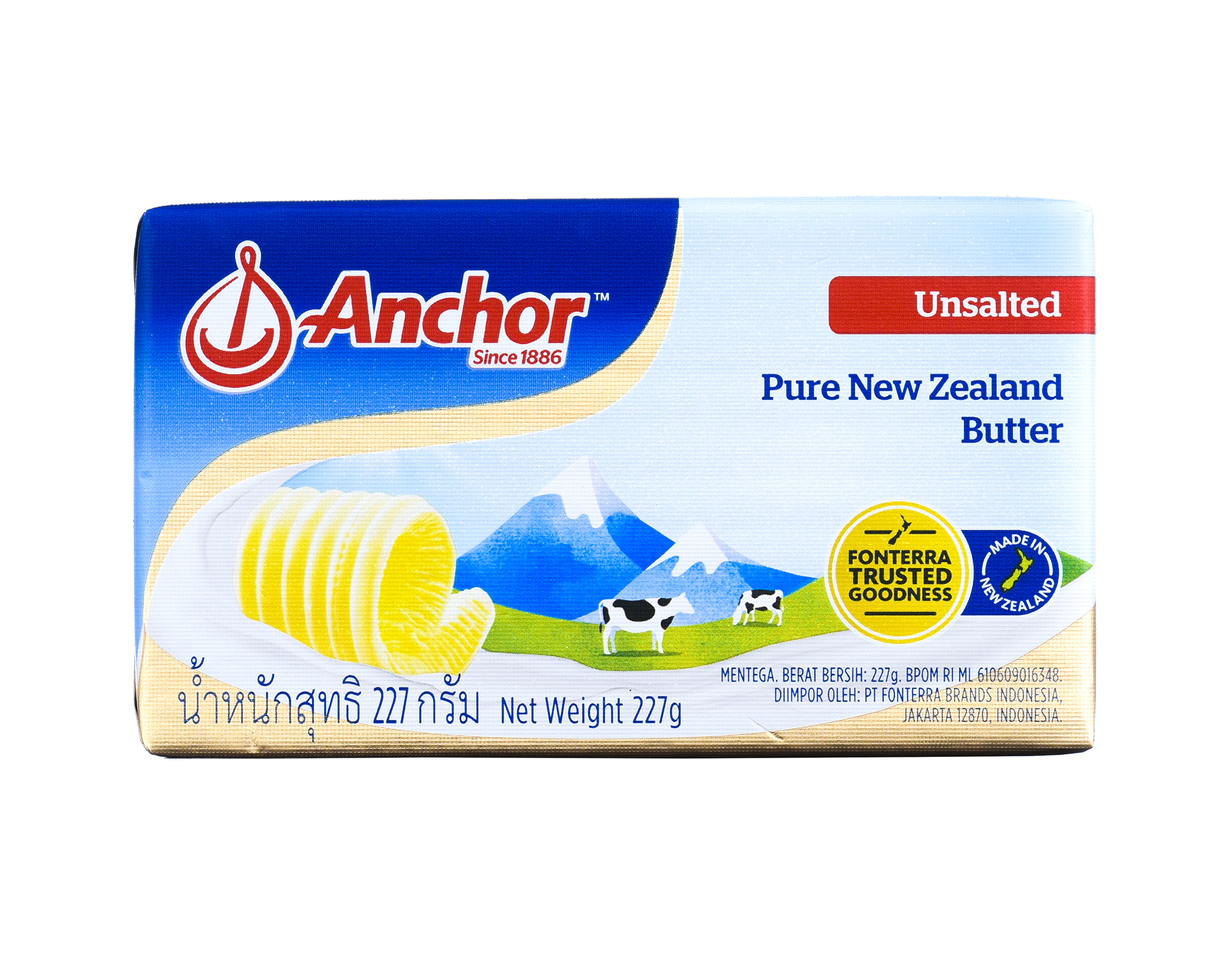 Anchor Unsalted Butter, 227g - Pure New Zealand Butter