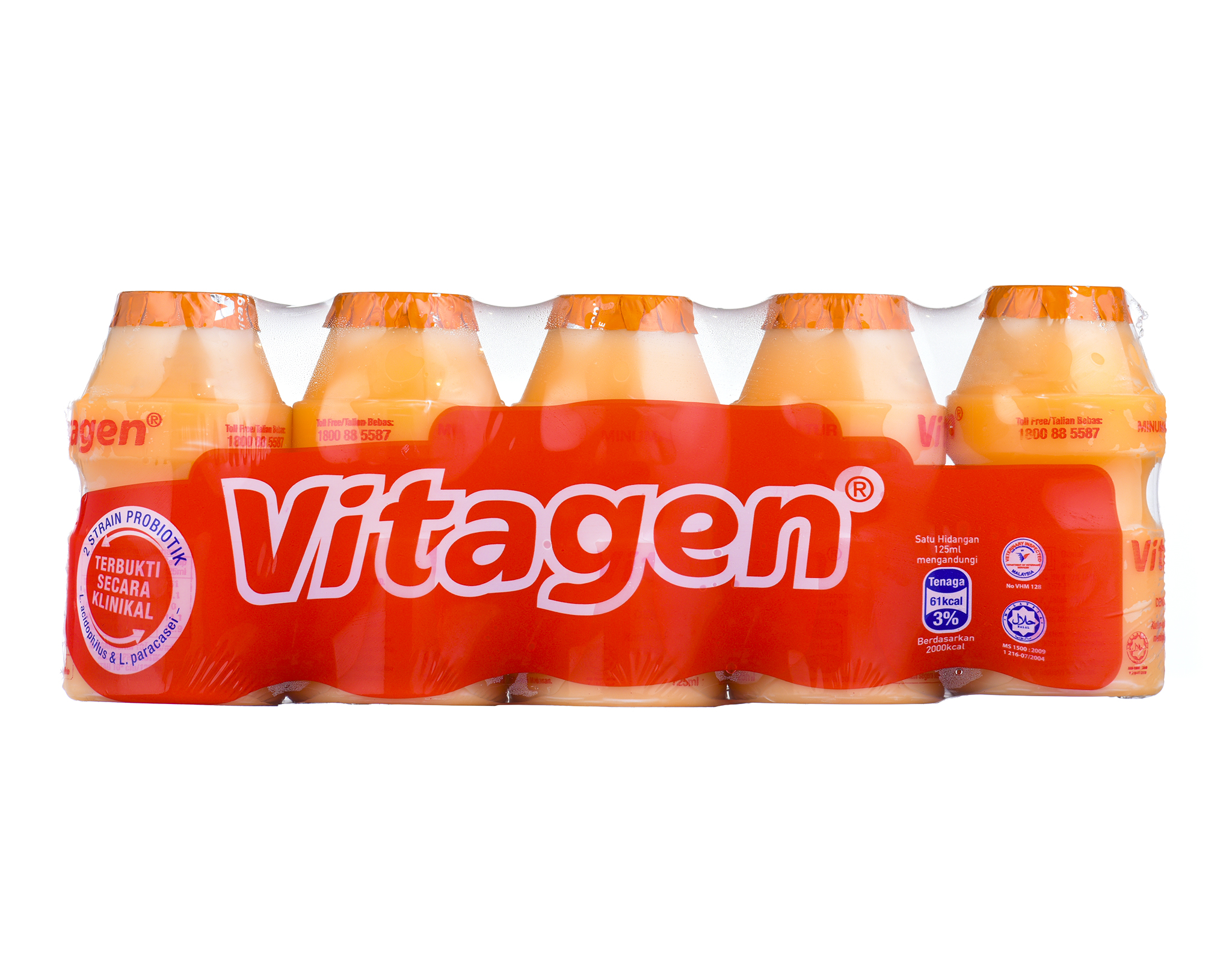 Vitagen Cultured Milk Orange, 5 x 125 ml - Probiotic Boost