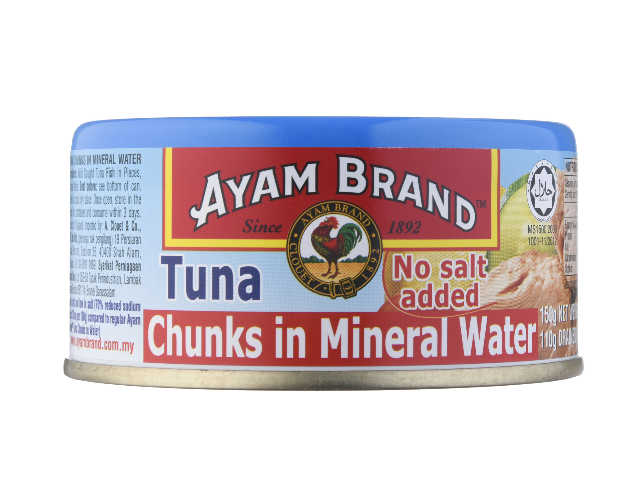 Ayam Brand Tuna Chunk In Mineral Water, 150g - No Salt