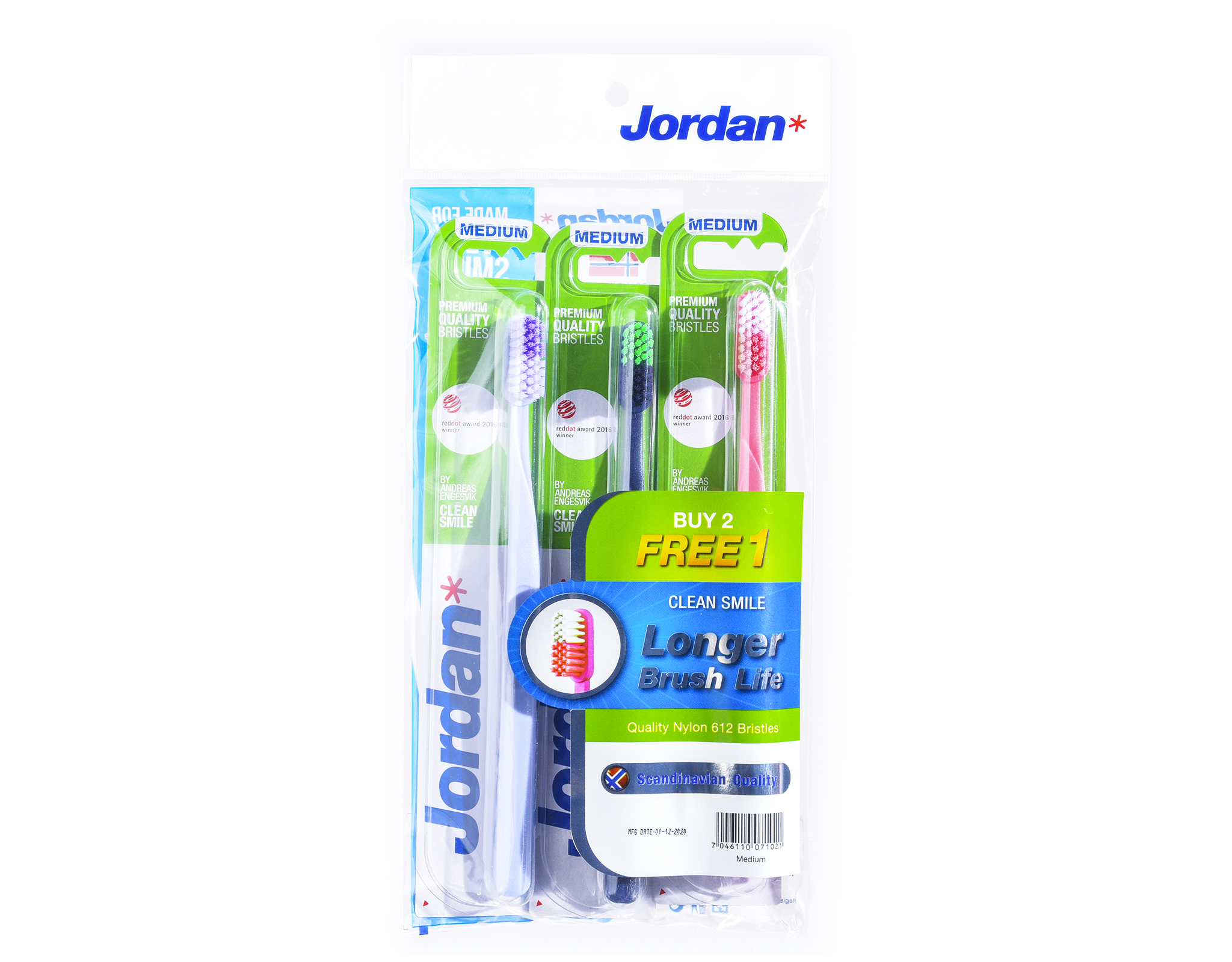 myAEON2GO | Jordan Toothbrush Clean Smile B2F1 Medium 3 pcs
