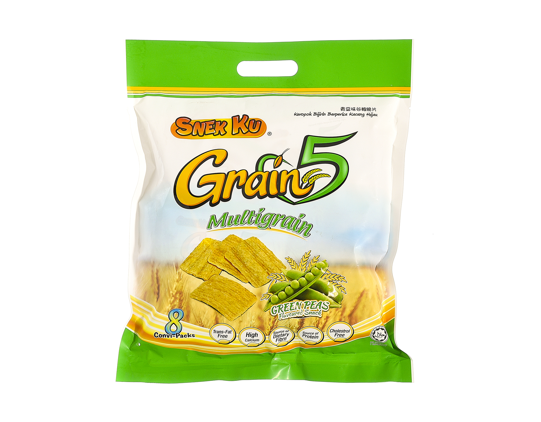Snek Ku Grain 5 Multigrain Cracker Green Peas | myaeon2go