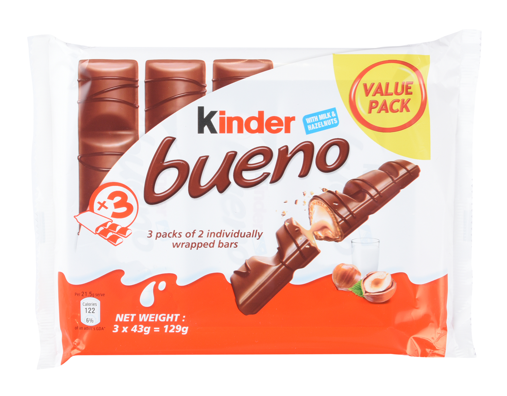 Kinder Bueno T6 Fascetta Milk Chocolate with Hazelnuts Value