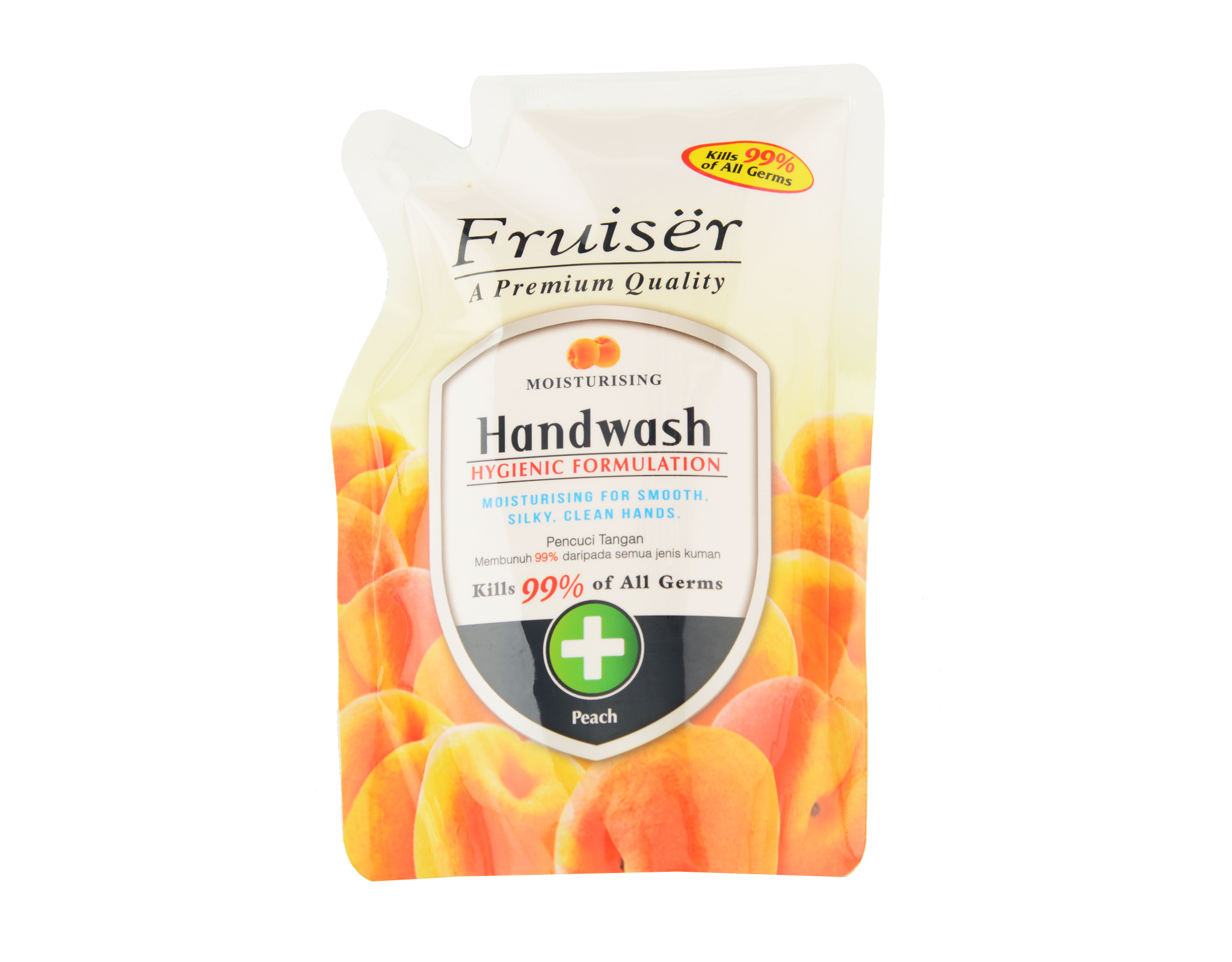 Fruiser Hand Wash Peach Refill, 400ml - Kills 99% Germs