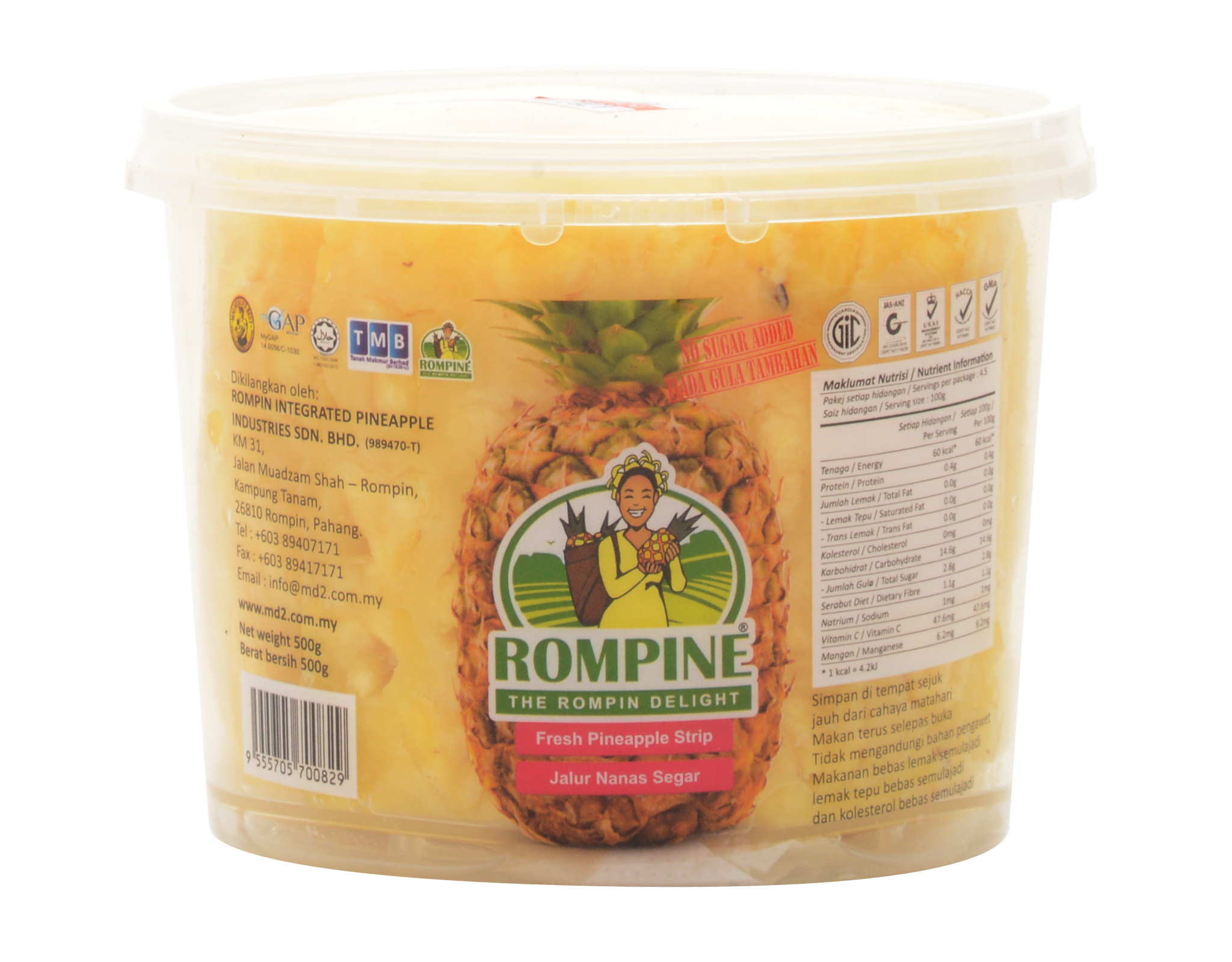 Rompine Fresh Strip Cut Pineapple - 500g, Fresh & Convenient