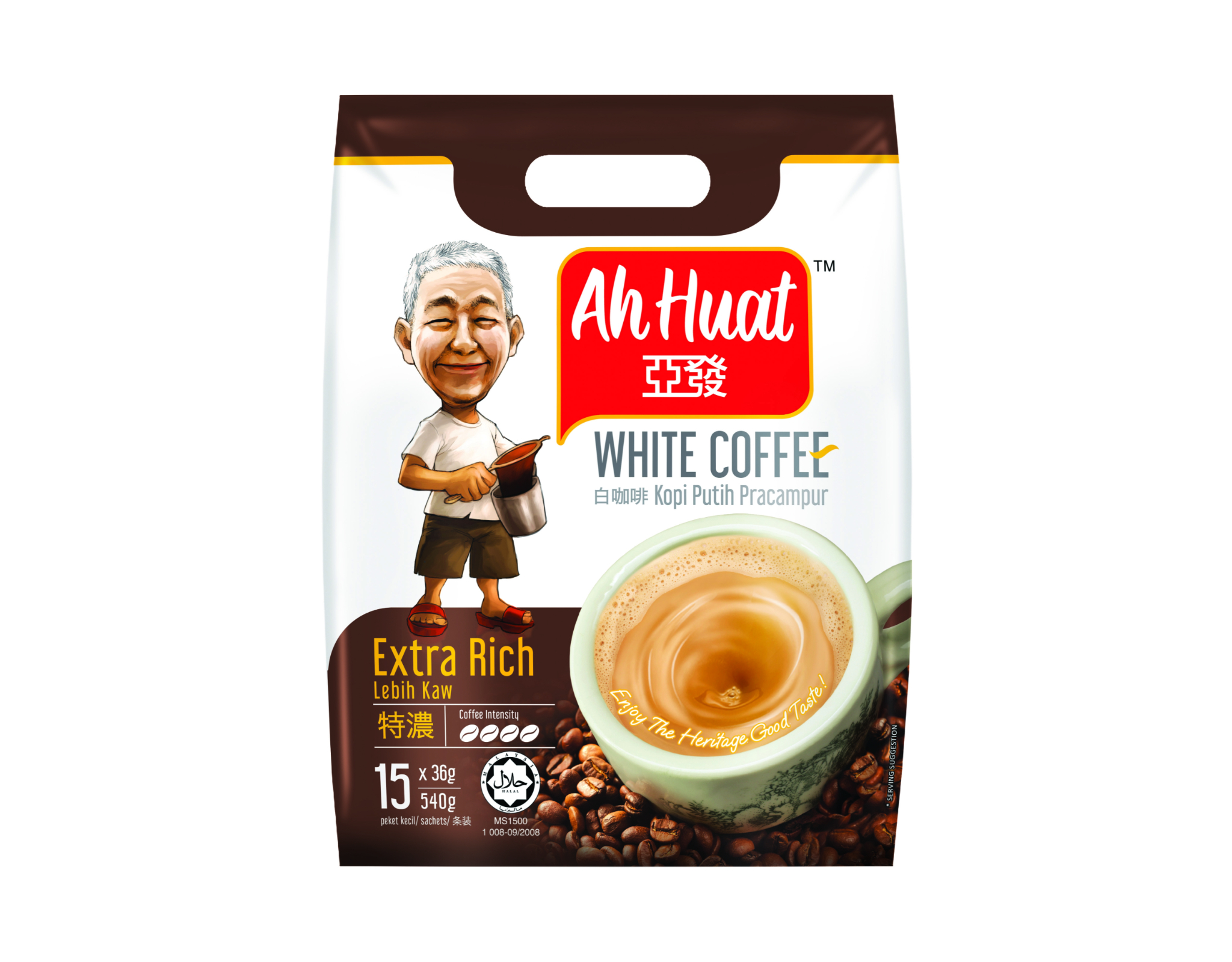 Ah Huat White Coffee Extra Rich, 15x36g - Rich Aroma