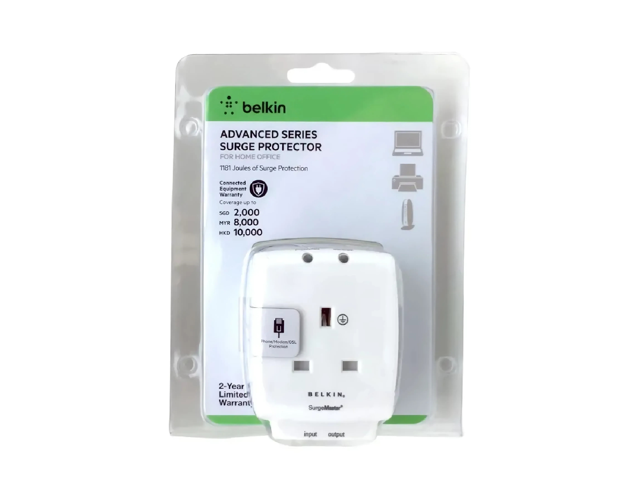 Belkin Mastercube 1 Way Surge With Tel Protector (F9H110SACW) | myaeon2go