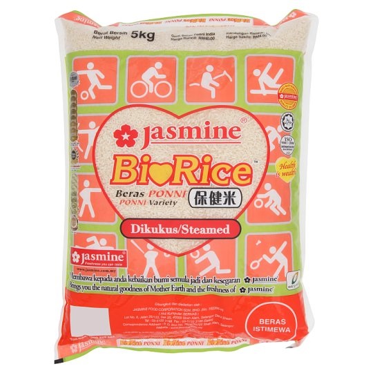 Jasmine Bio Rice Ponni Steam, 5kg - Natural Goodness