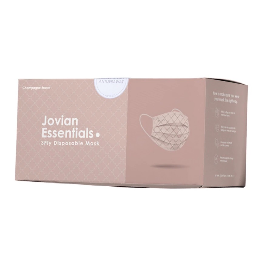 Jovian 3Ply Mask Monogram Earloop Champagne Brown | myaeon2go