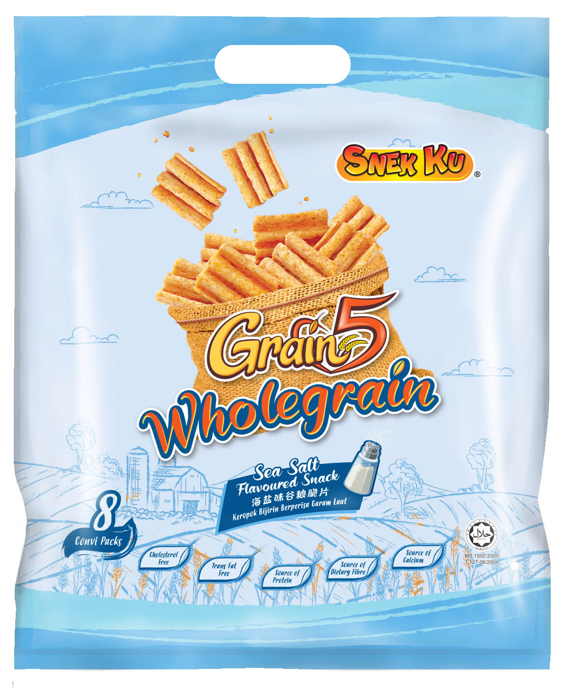 Snek Ku Grain 5 Wholegrain Sea Salt Flavour Family Pack | myaeon2go