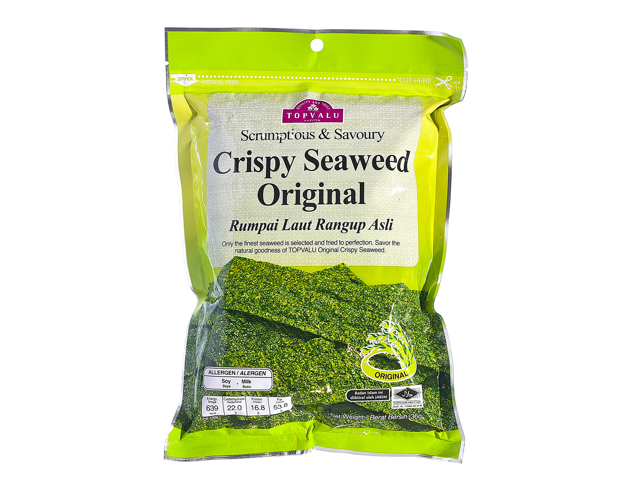 TOPVALU Crispy Seaweed Original, 36 g - Savoury Snack