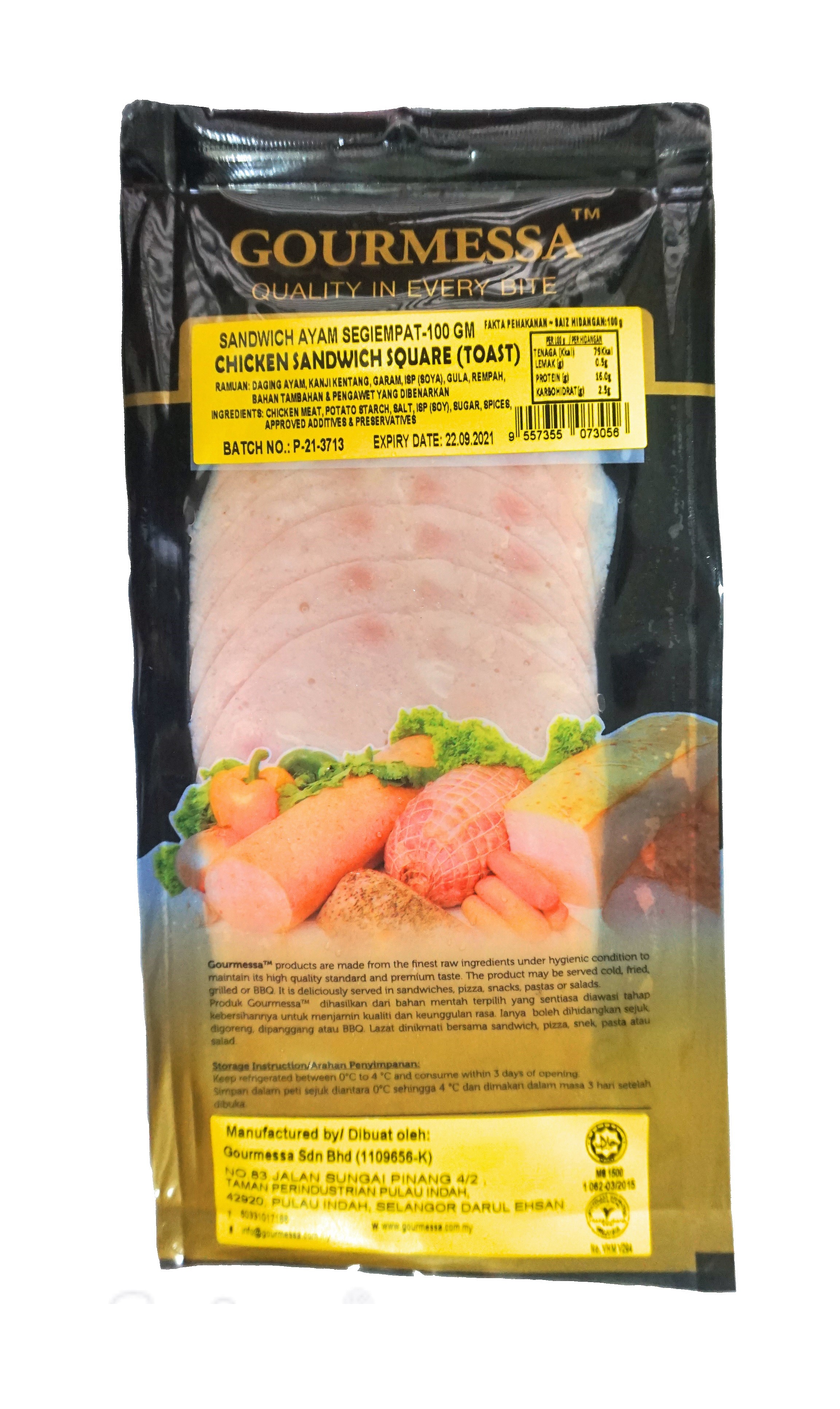 Gourmessa MY Chicken Sandwich Square, 100g - Convenient