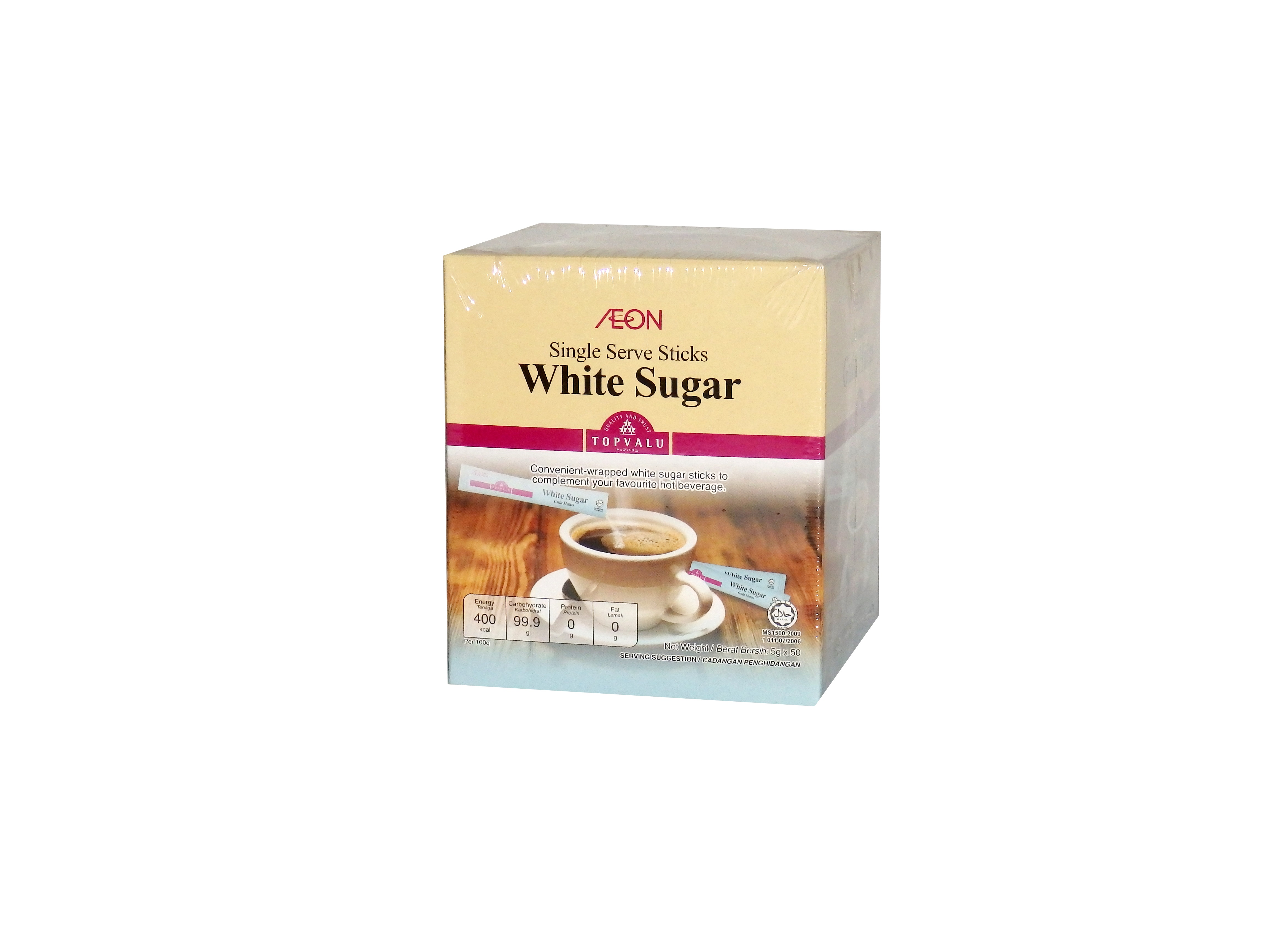 TOPVALU White Sugar Stick, 50's x 5 g - Convenient