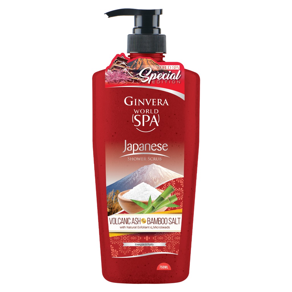 Ginvera World Spa Swiss Shower Scrub Volcanic Ash & Bamboo Salt | myaeon2go