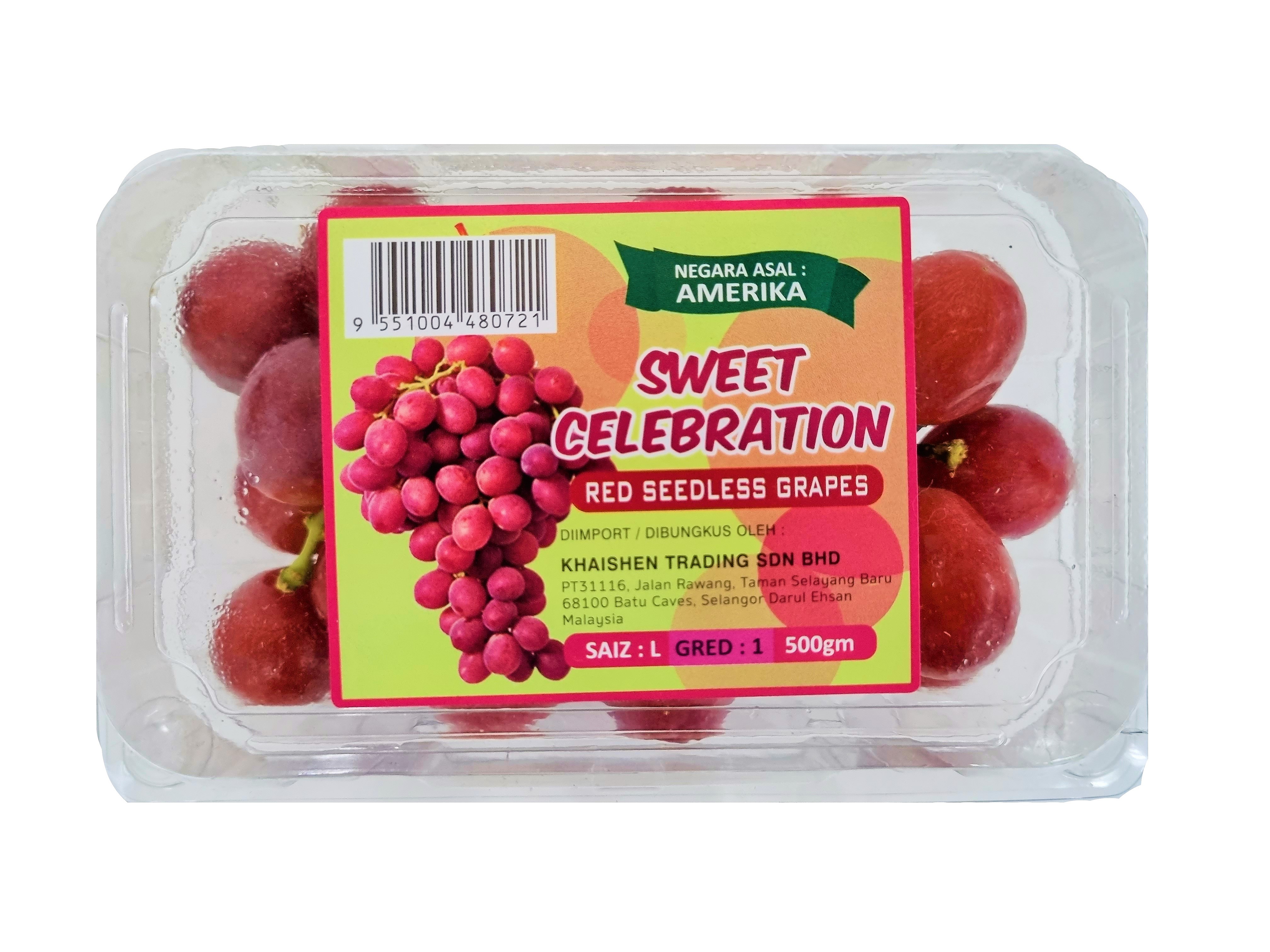 US Sweet Celebration Red Seedless Grapes 500g | myaeon2go