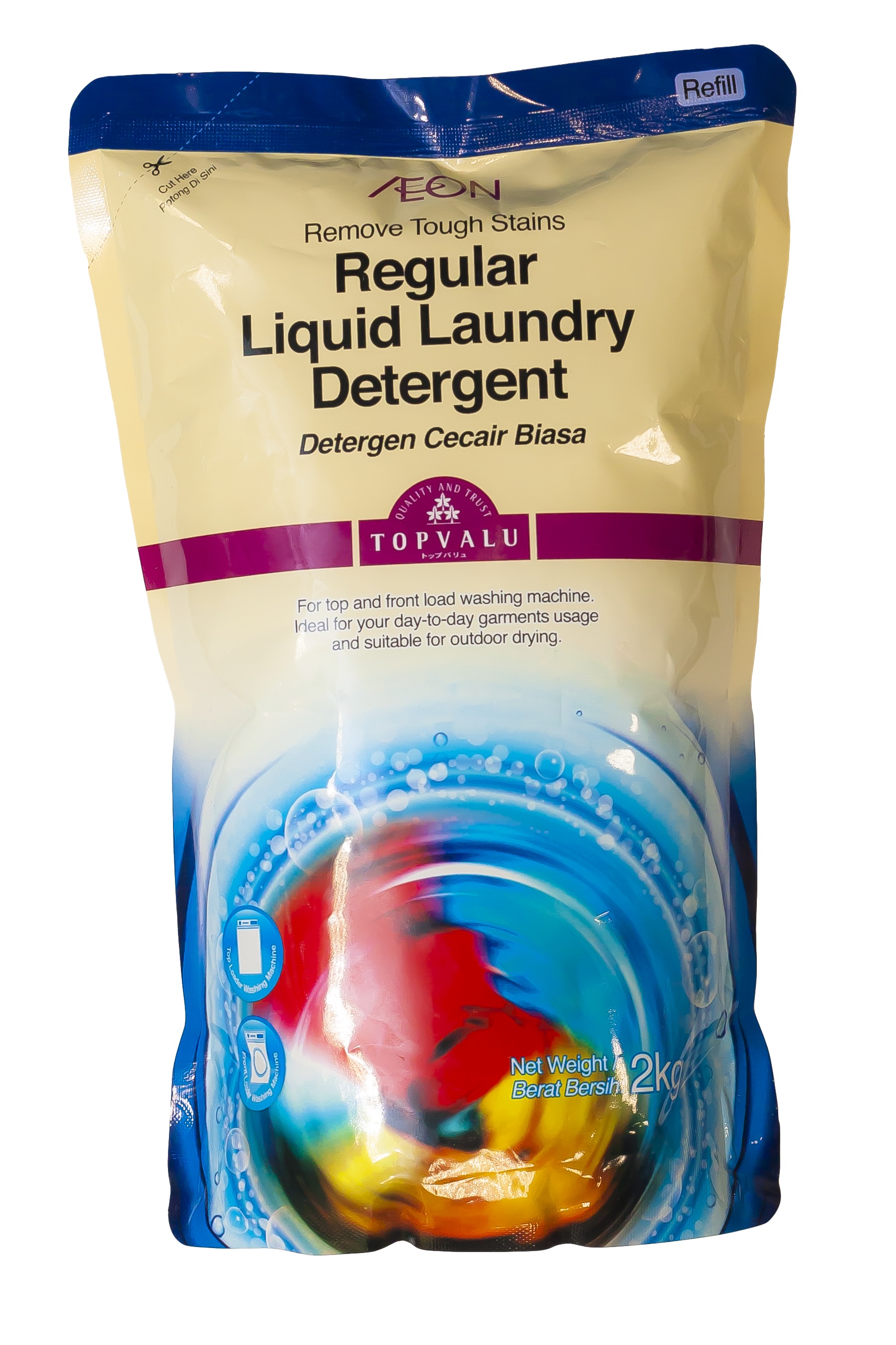 TOPVALU Liquid Laundry Detergent Regular Refill Pack | myaeon2go