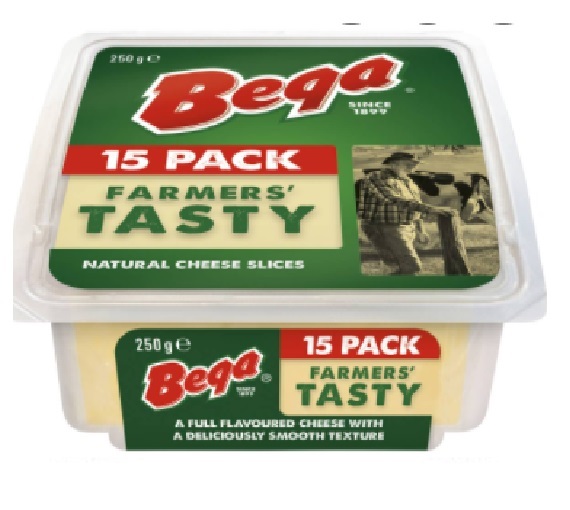 Bega Tasty Natural Slice Cheese, 250 g - Smooth Texture