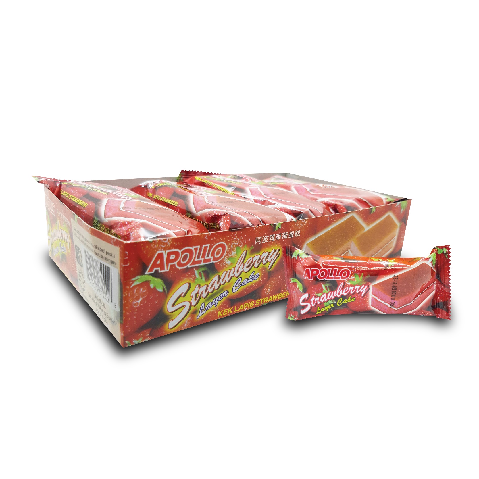 Apollo Layer Cake Strawberry, 24 x 18 g - Delicious Flavor