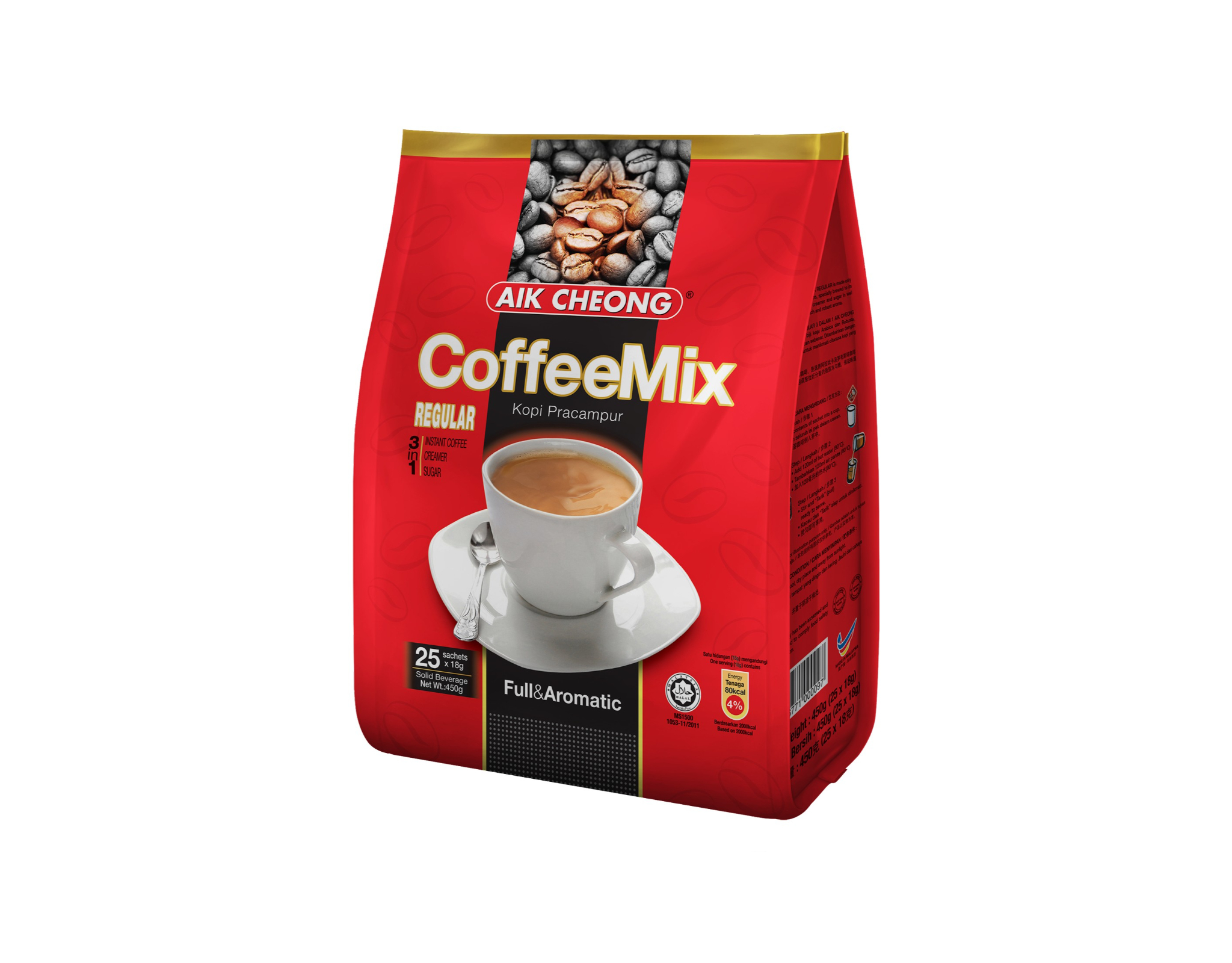 Aik Cheong 3 in 1 Coffee Mix, 25x18g - Rich Aroma