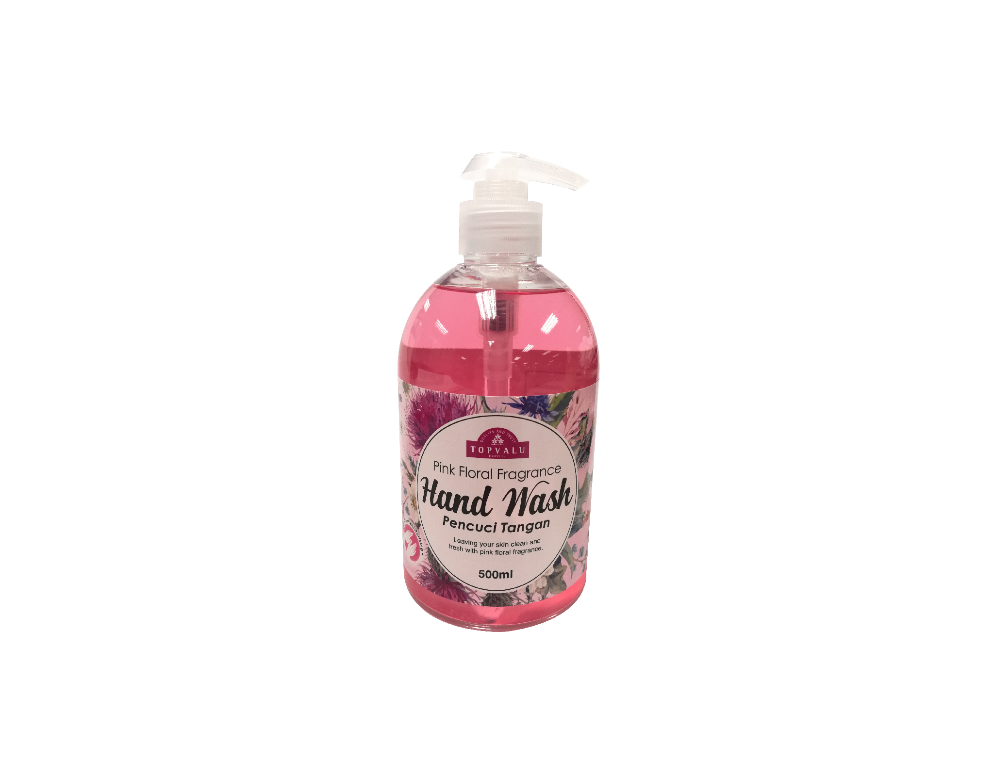 TOPVALU Handwash Pink Floral, 500 ml - Gentle Clean