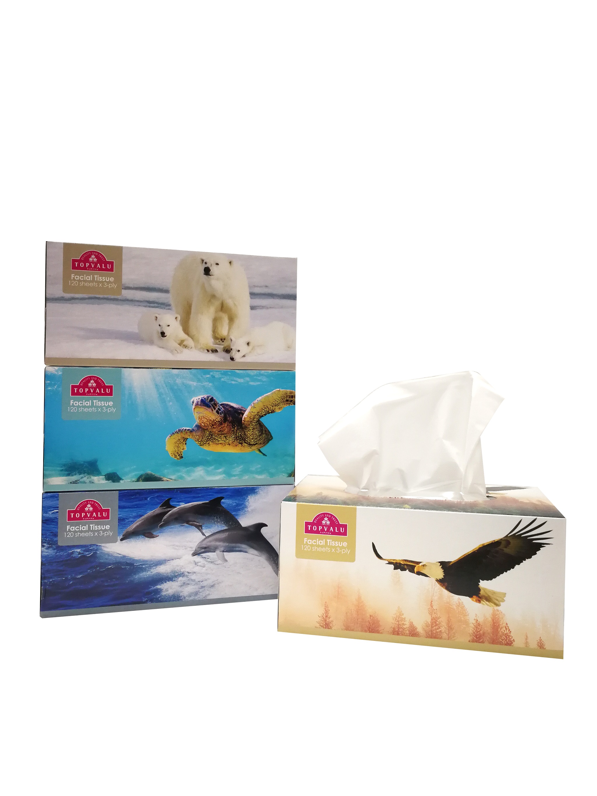 TOPVALU Virgin Pulp Facial Tissue 3-Ply | myaeon2go