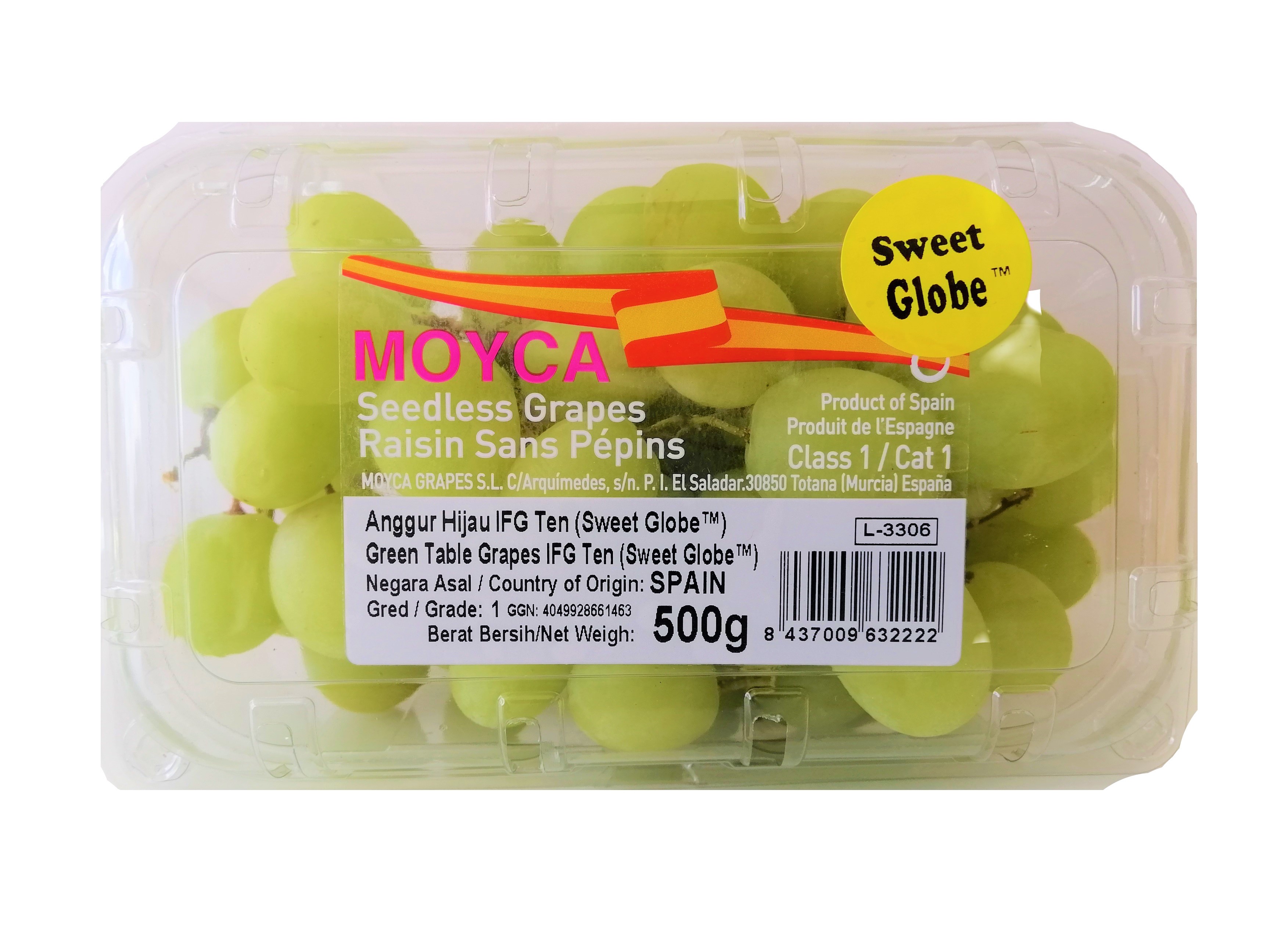 Moyca Sweet Globe Green Seedless Grapes (Spain) | myaeon2go