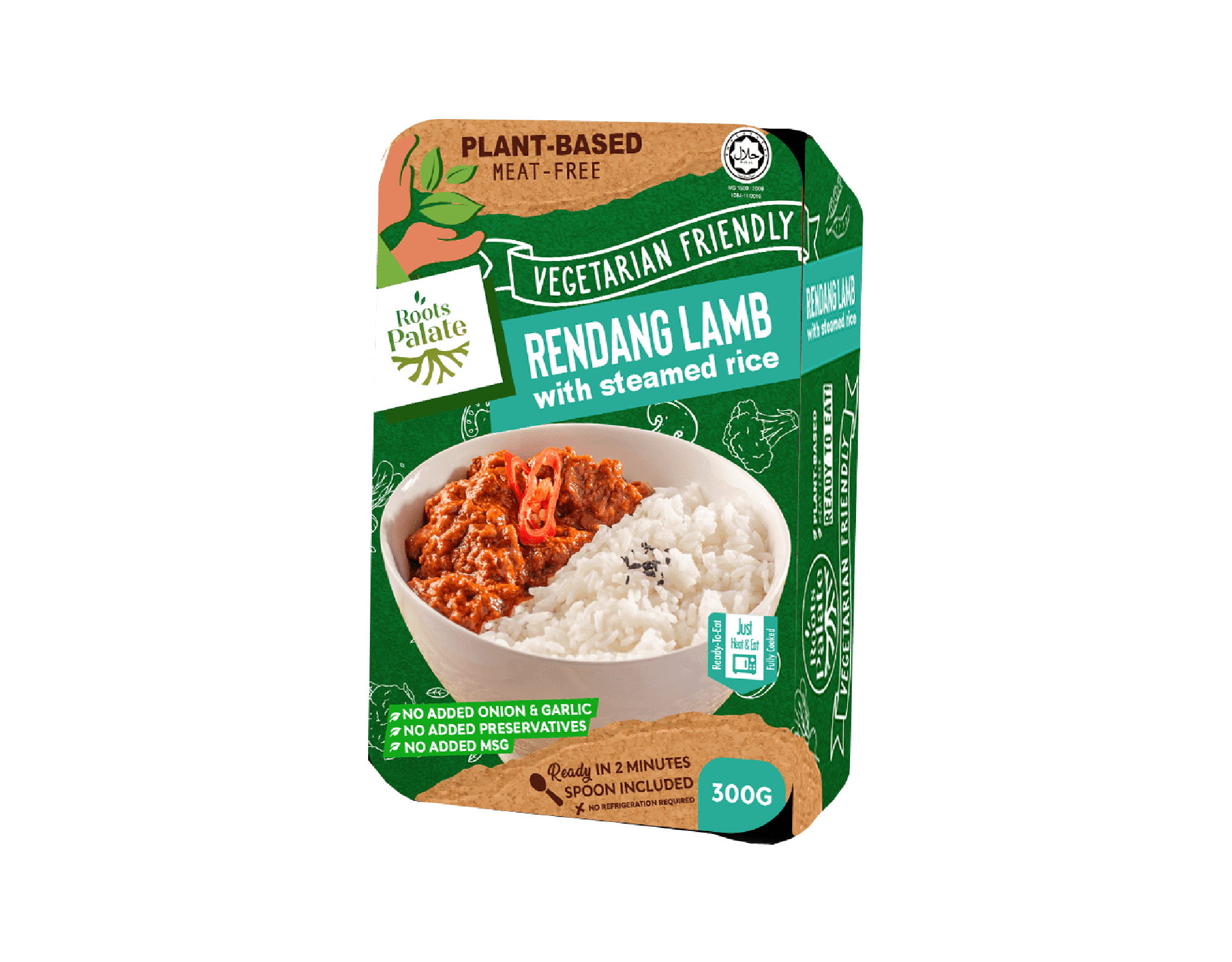Roots Palate Vegetarian Rendang Lamb With Steamed Rice | myaeon2go