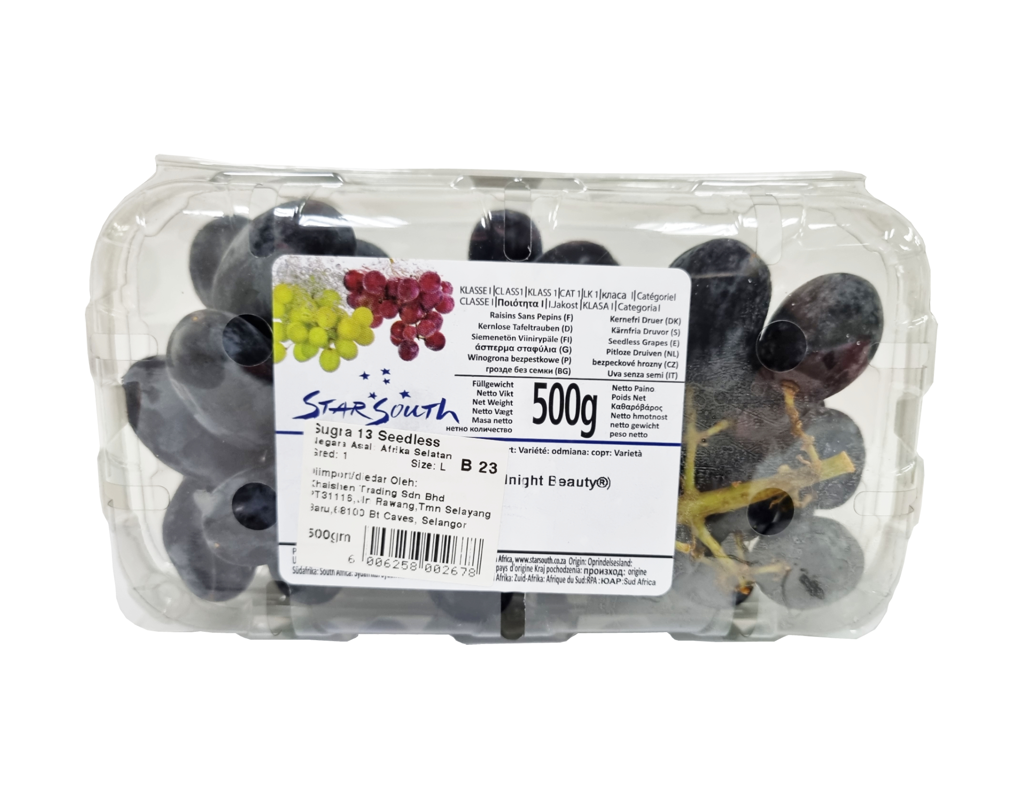 South Africa Sugra 13 Black Seedless Grapes (1 Pack) | myaeon2go