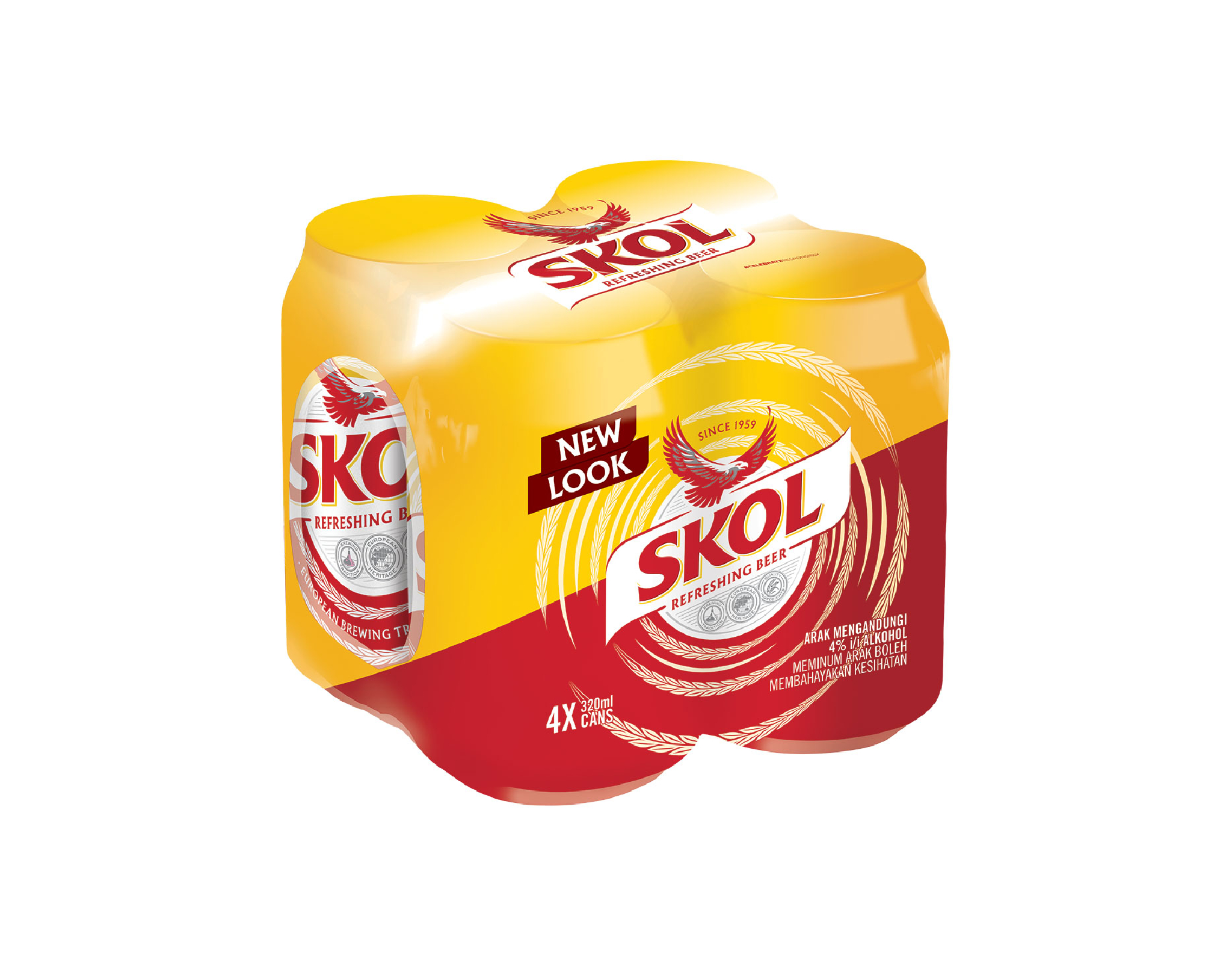 Skol Beer Can, 4 x 320 ml - Refreshing Taste