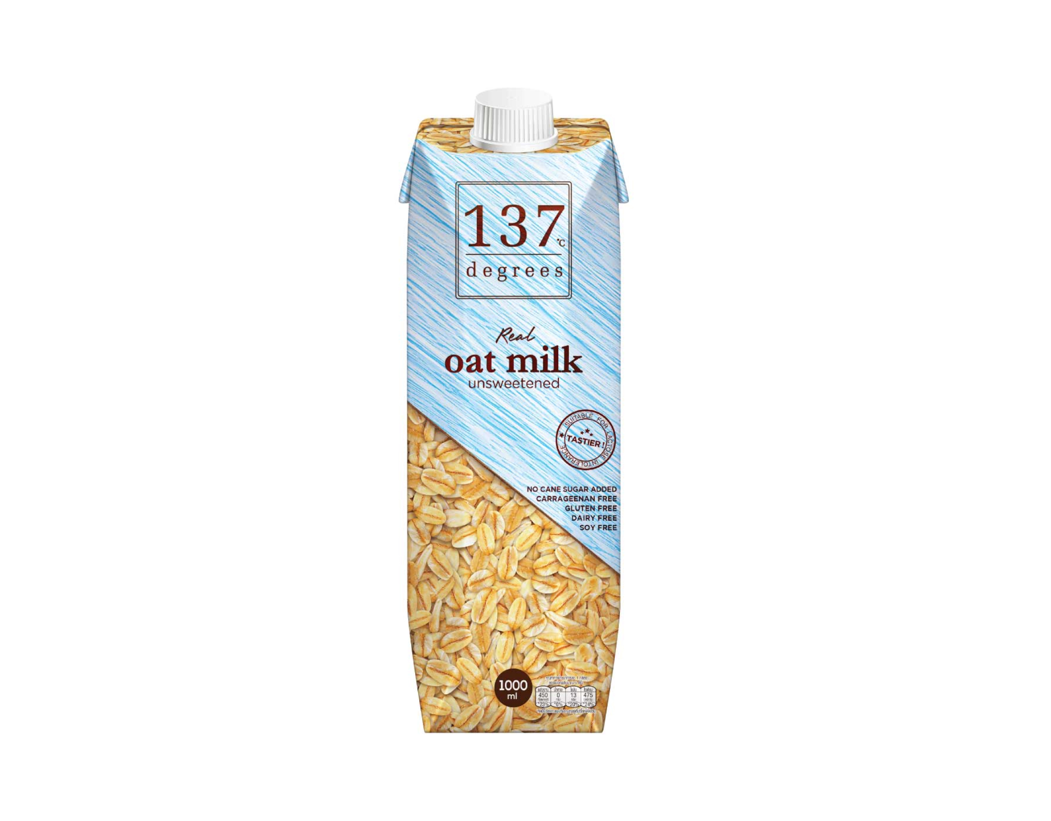 137 Degrees Oat Milk Unsweetened, 1L - No Cane Sugar