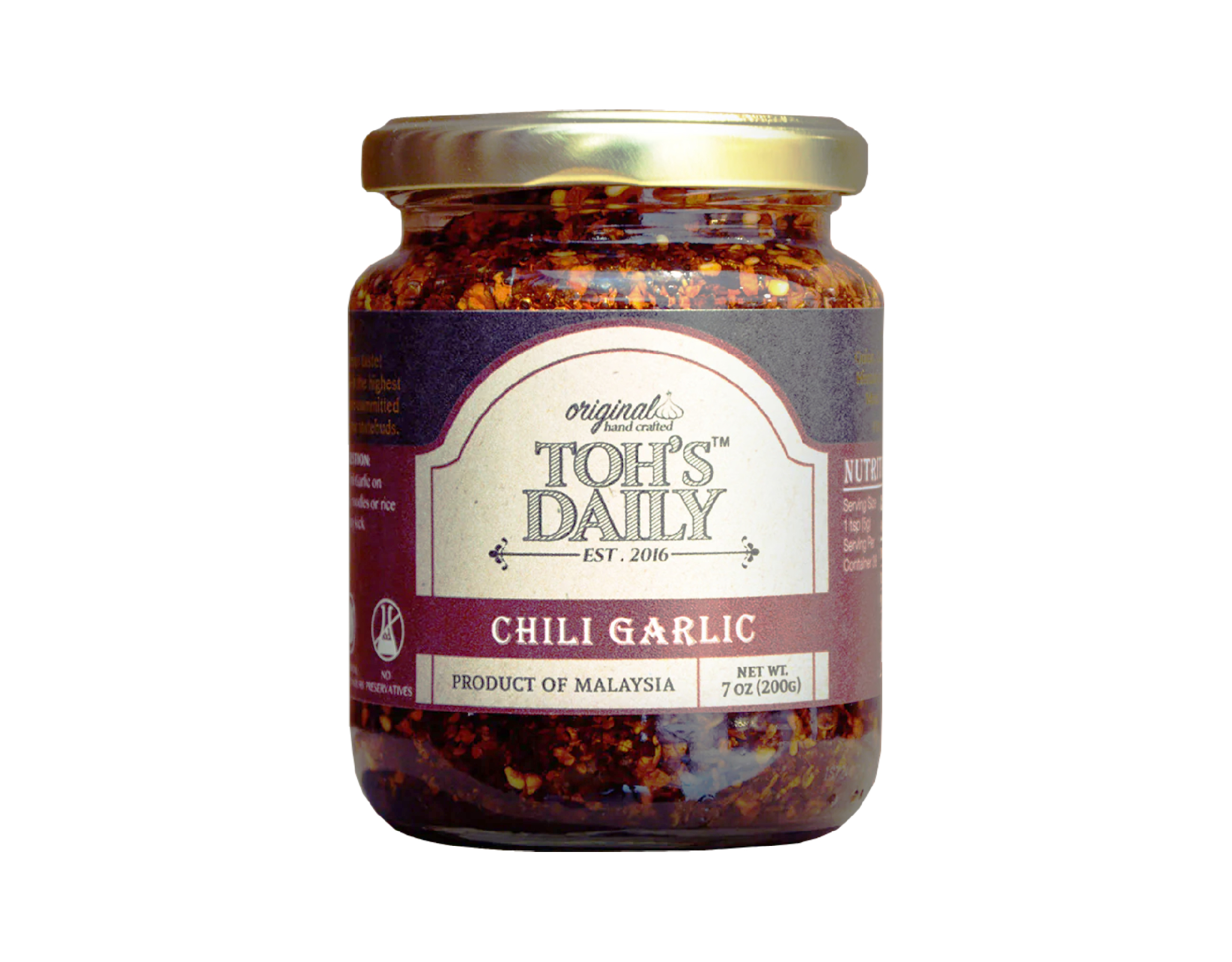 Toh's Daily Malaysia Chili Garlic, 200g - Vegan Delight