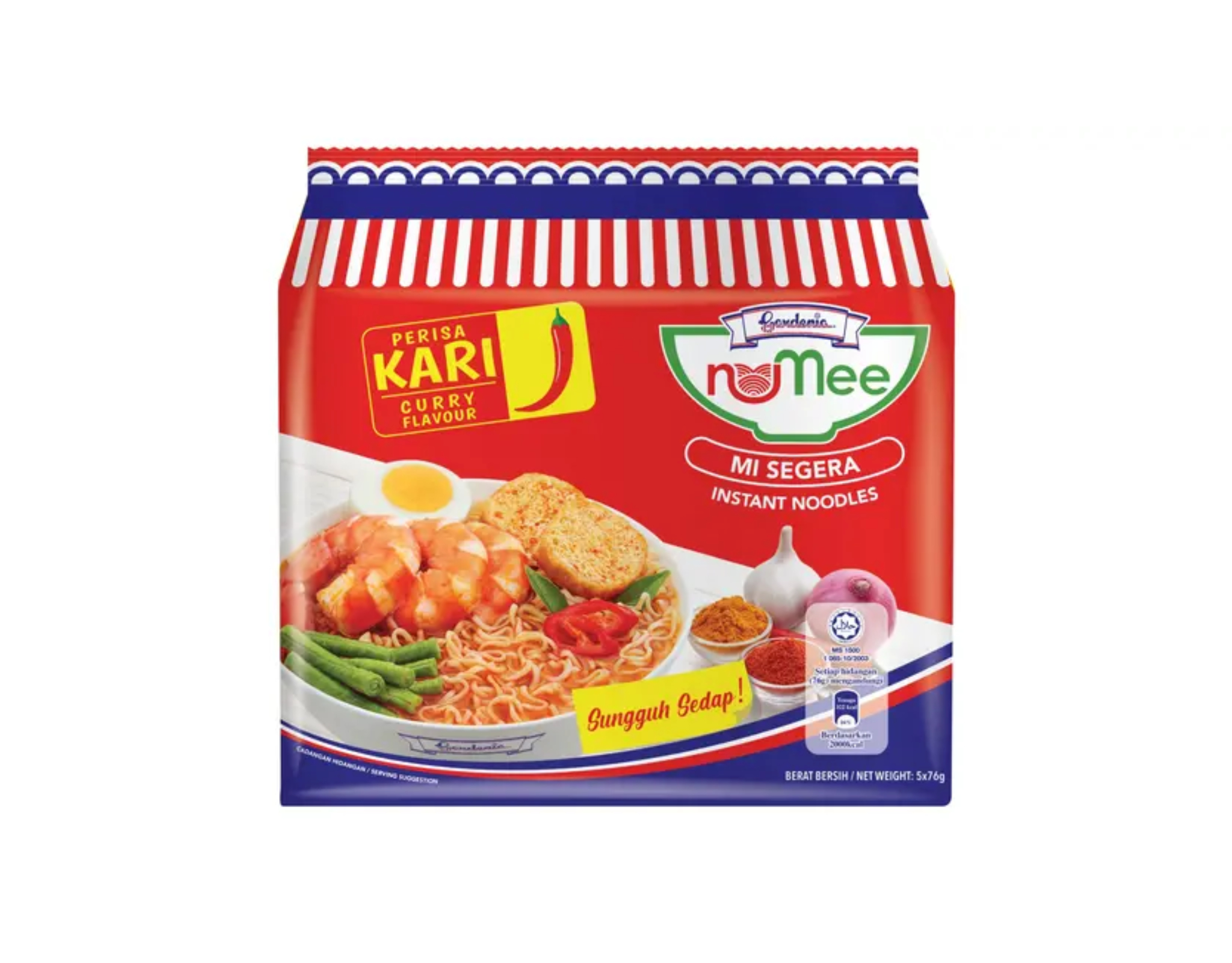 Gardenia Numee Instant Noodle Curry 5x76g - Halal Certified