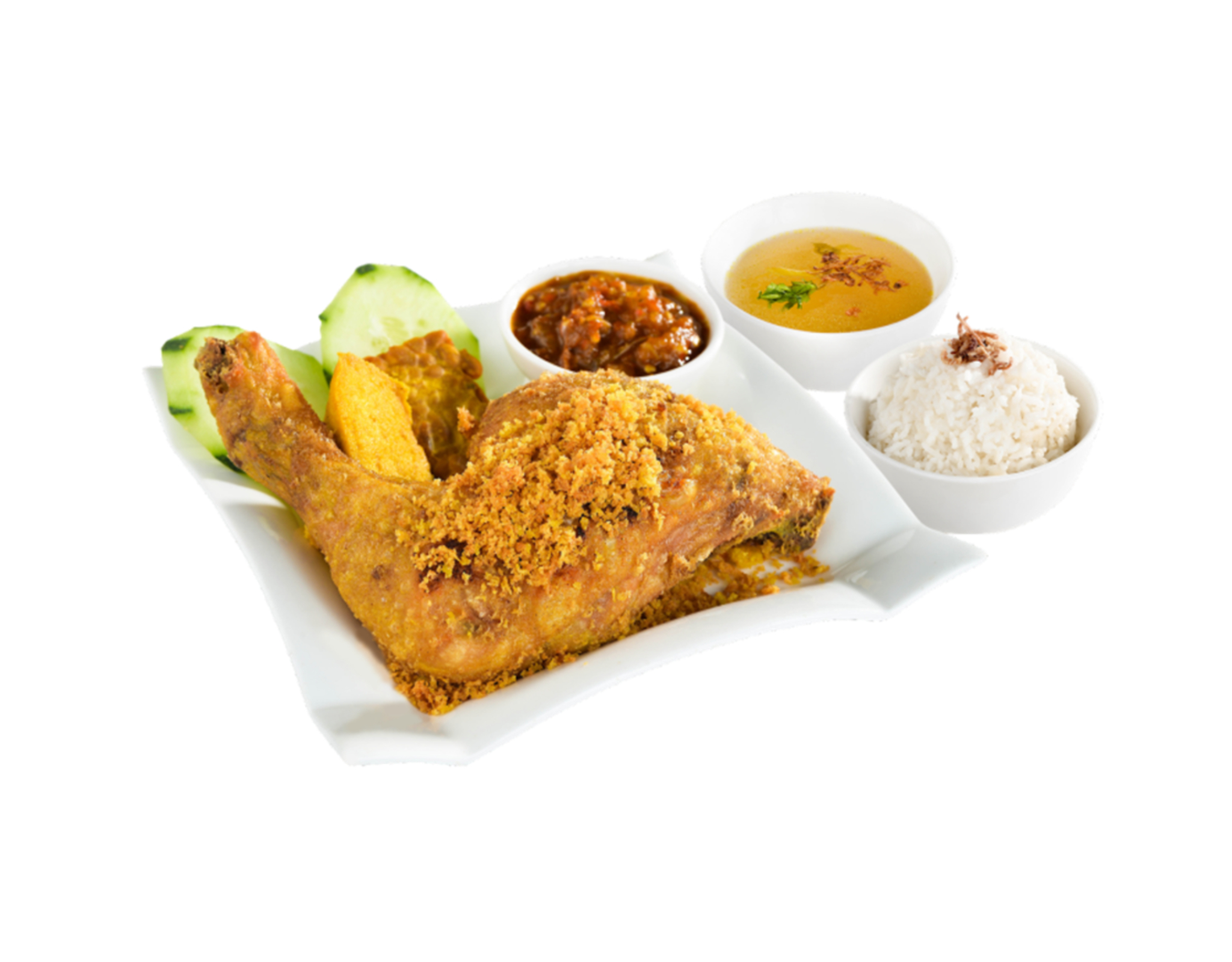 Ria Indonesian Grill Ayam Penyet (Ayam+Nasi+Sup) | myaeon2go