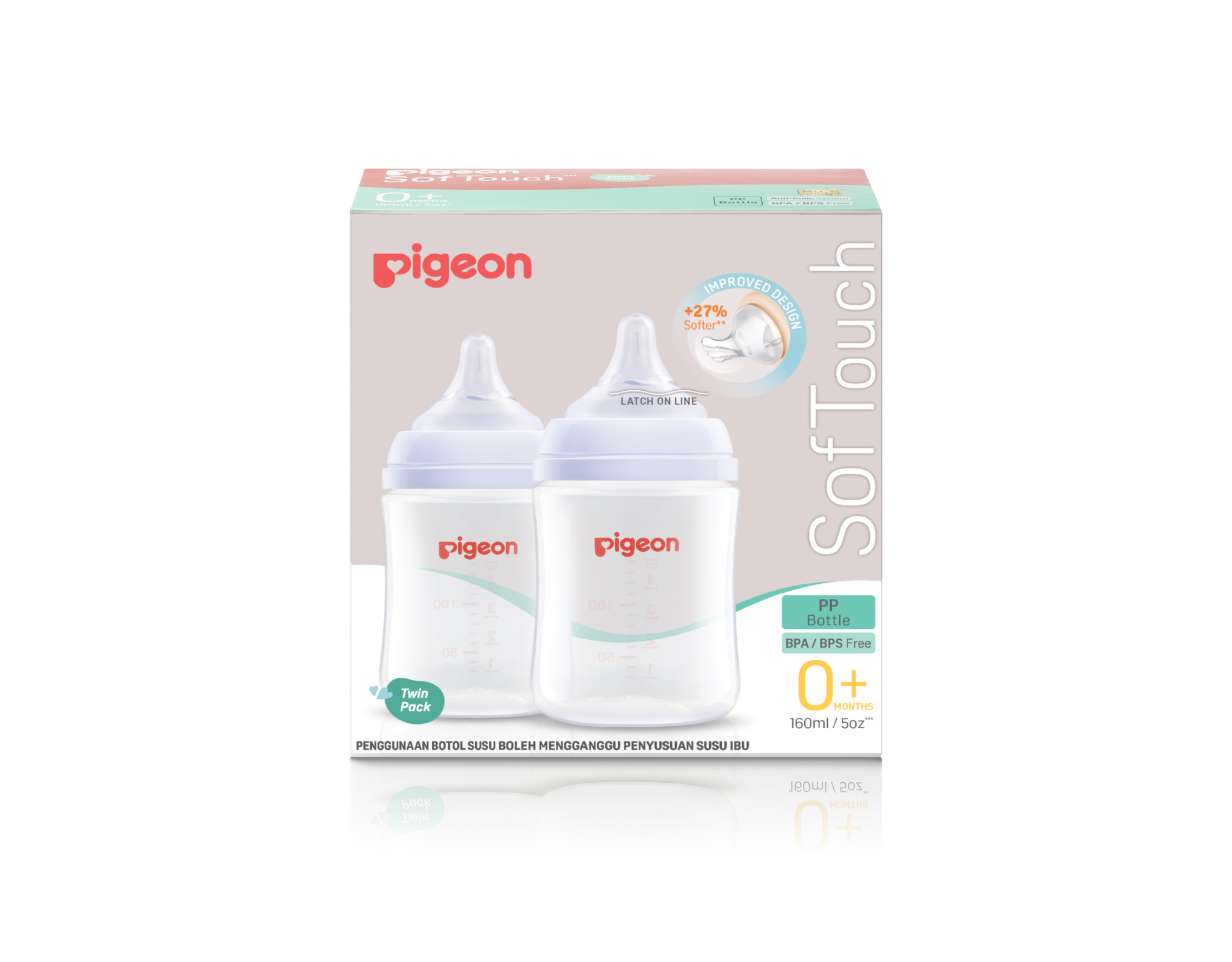 Pigeon Softouch PP Bottle Twin Pack 160ml - Soft & Safe