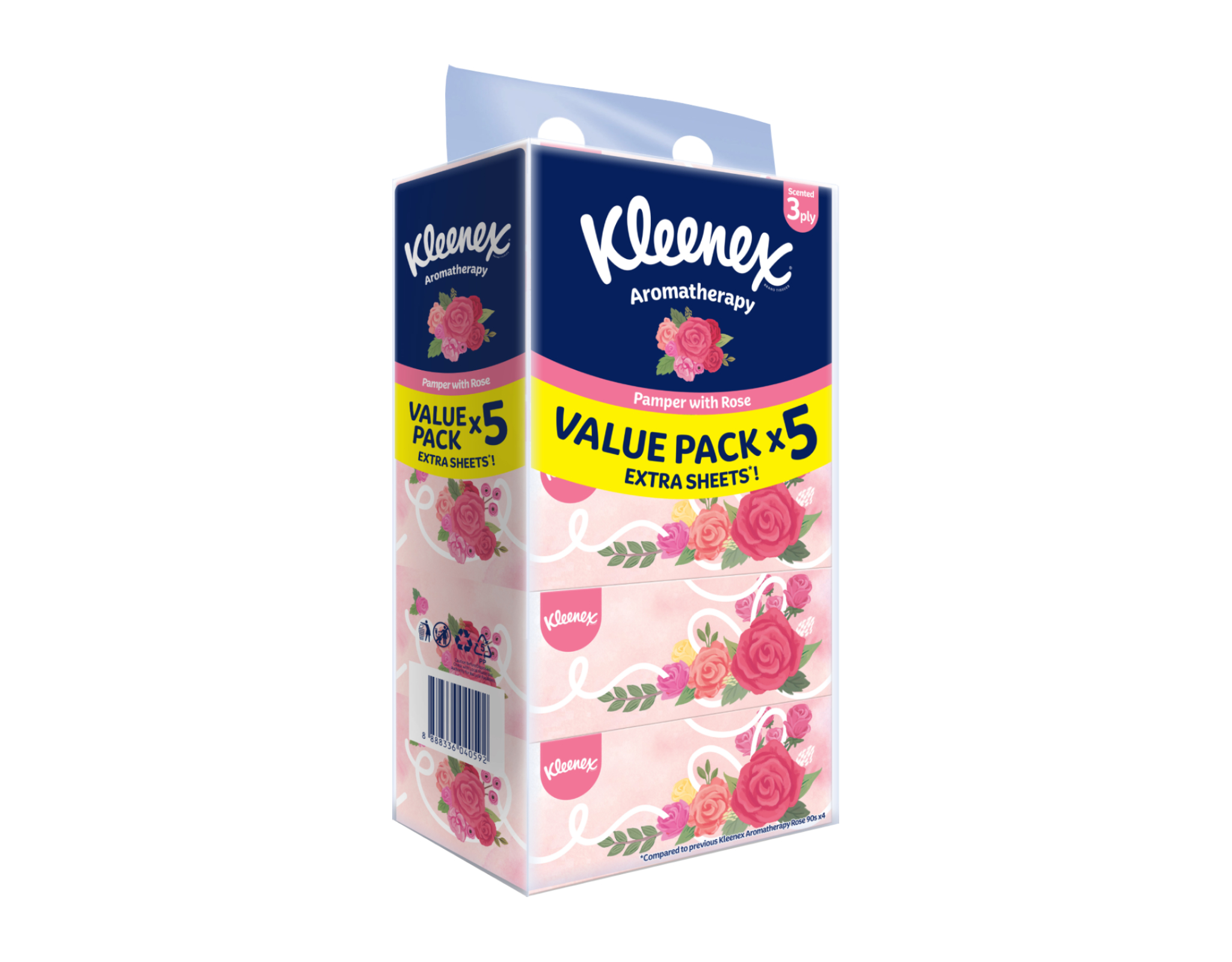 Kleenex Facial Tissue Rose 5x80 pcs - Luxurious Softness