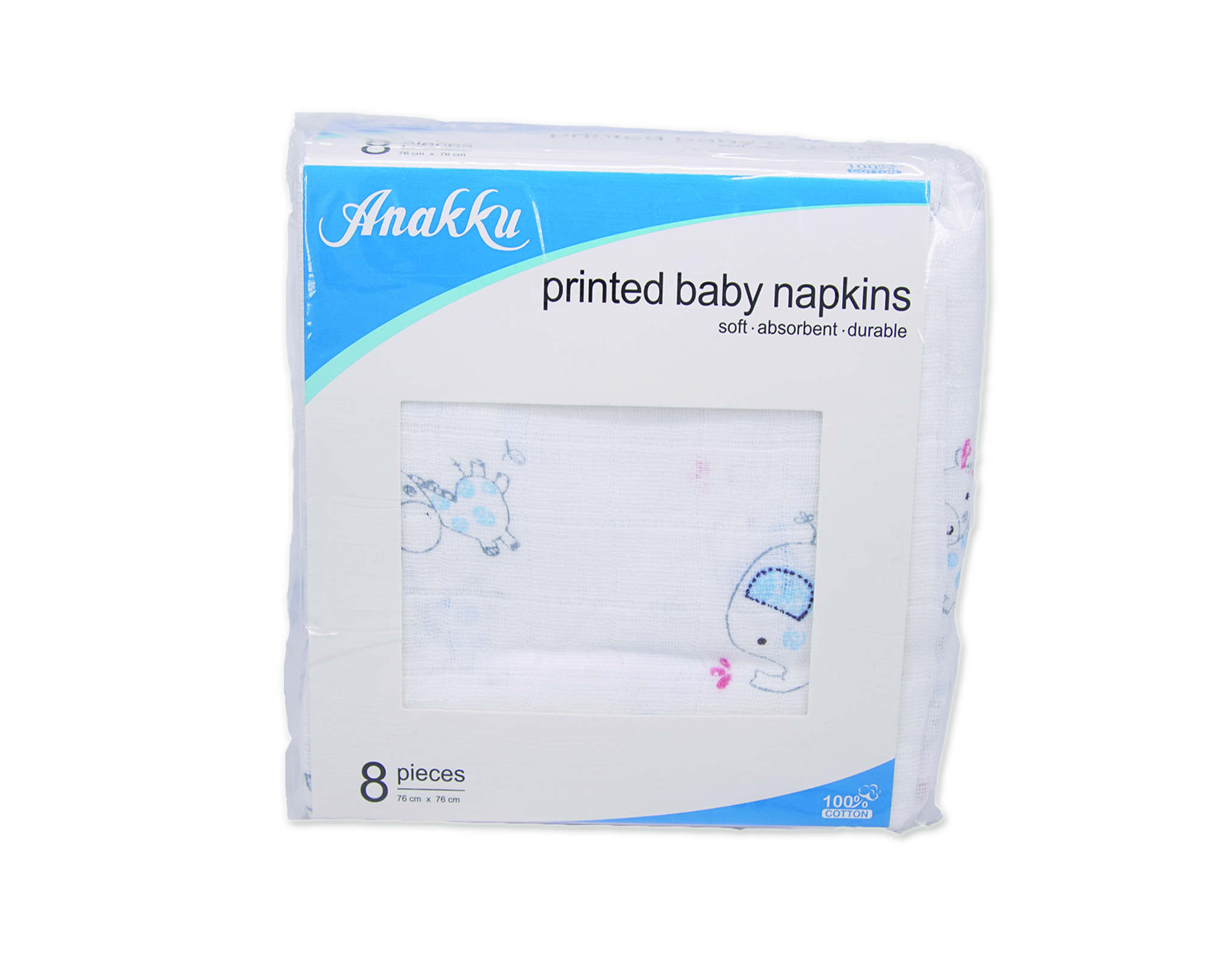 Anakku Printed Napkin, 8 Pcs - Soft & Durable