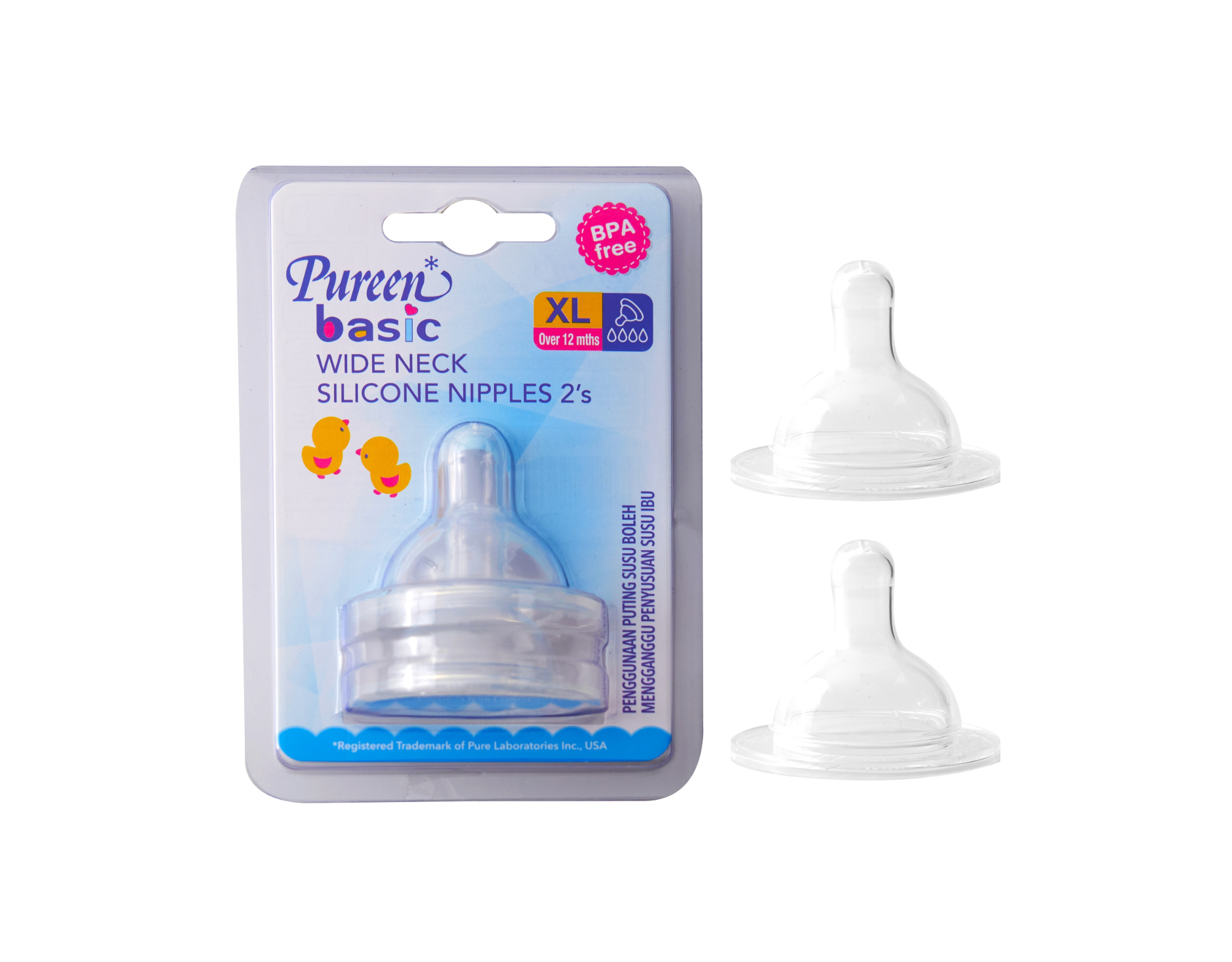 Pureen Basic Wide Neck Silicone Nipple XL - BPA-Free