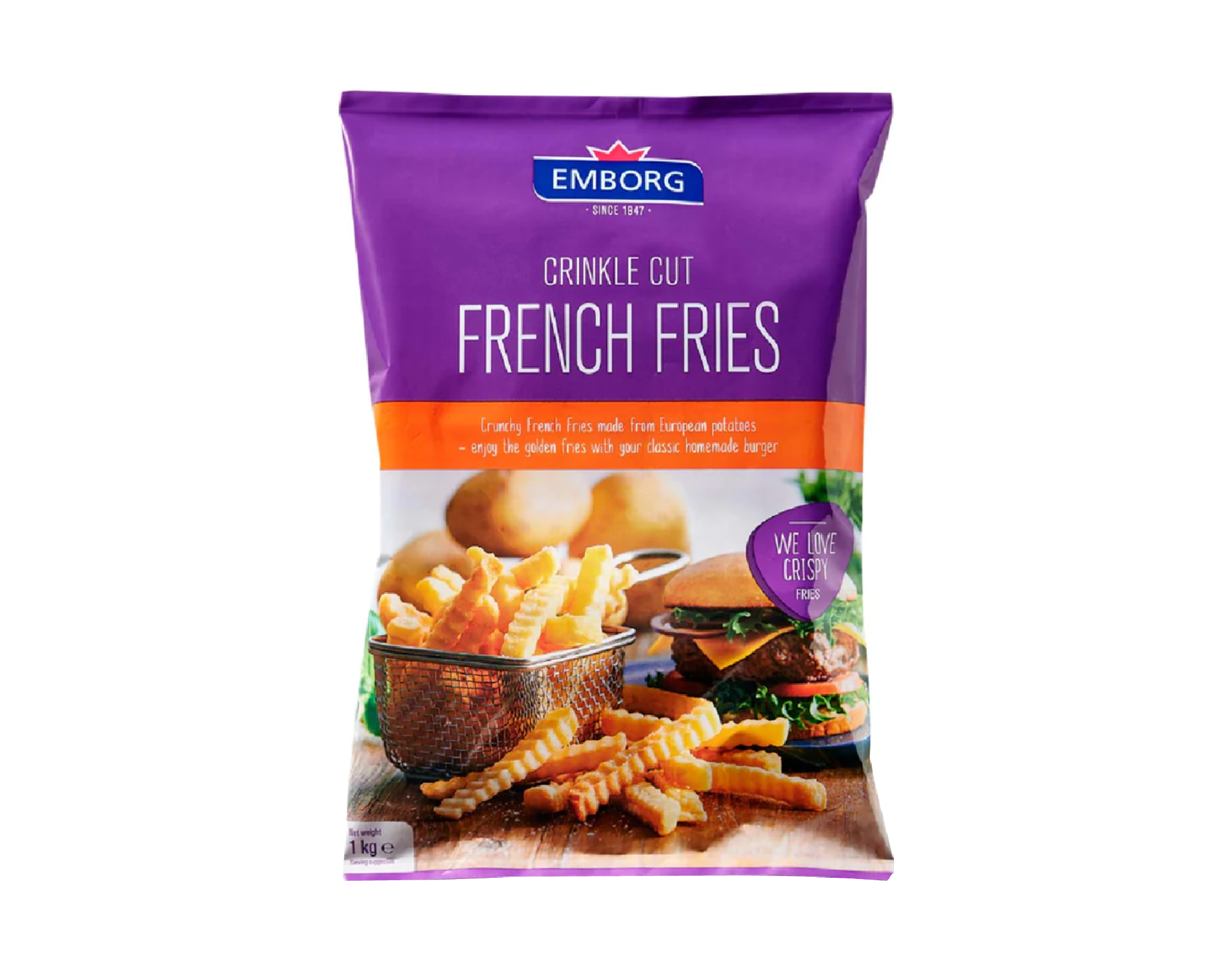Emborg Crinkle Cut Fries - 1kg | Crispy & Delicious
