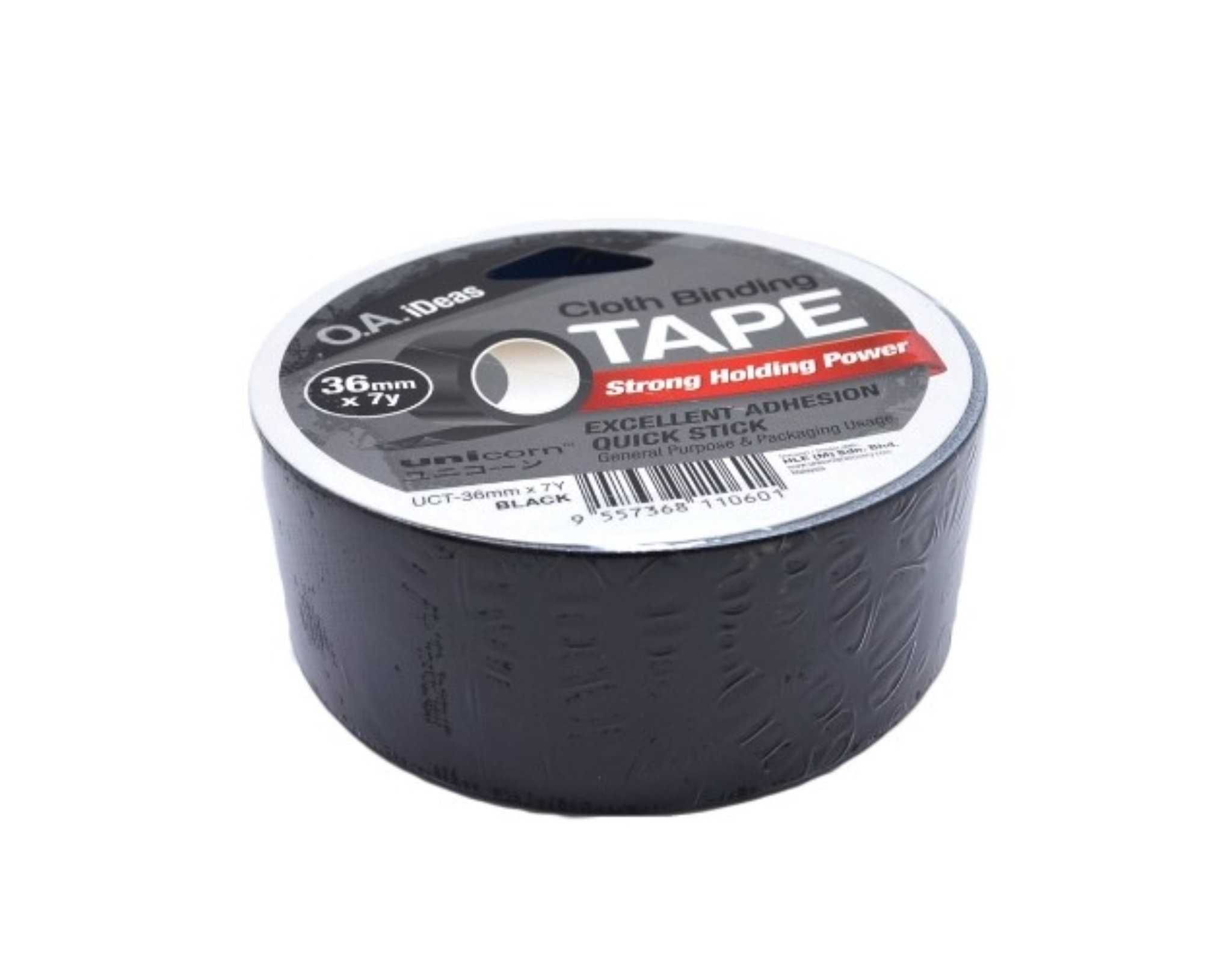 Unicorn Matt Cloth Tape 36mm x 6.4m (UCT-36MMX7Y) - Black | myaeon2go