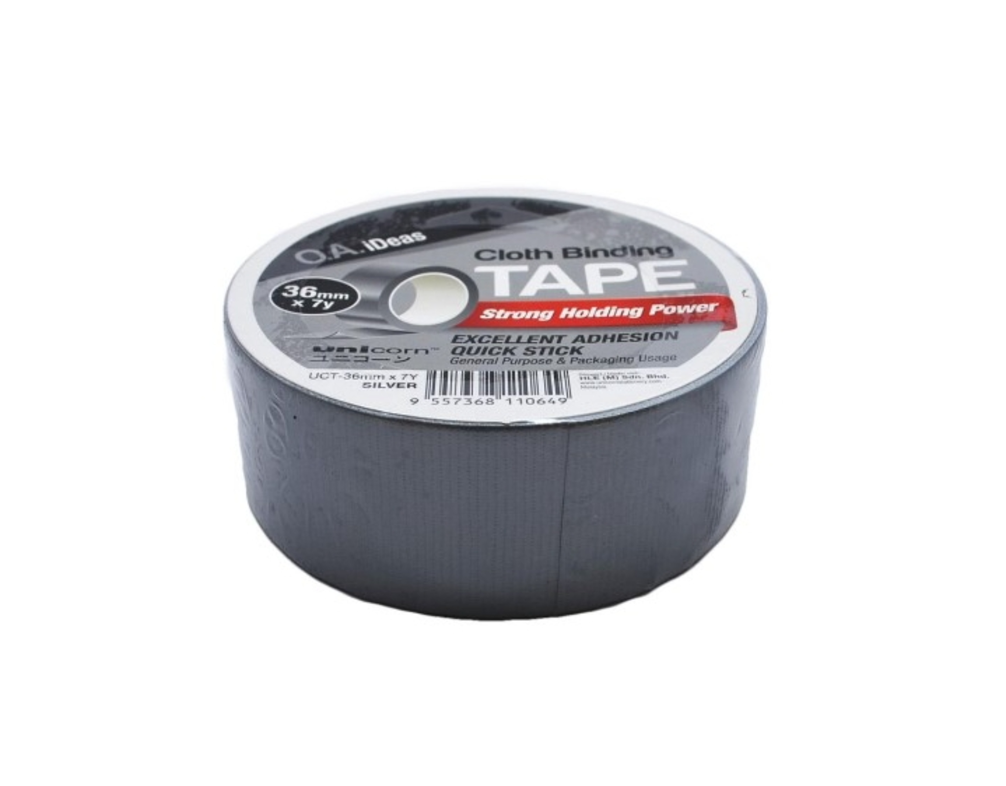 Unicorn Matt Cloth Tape 36mm x 6.4m (UCT-36MMX7Y) - Silver | myaeon2go