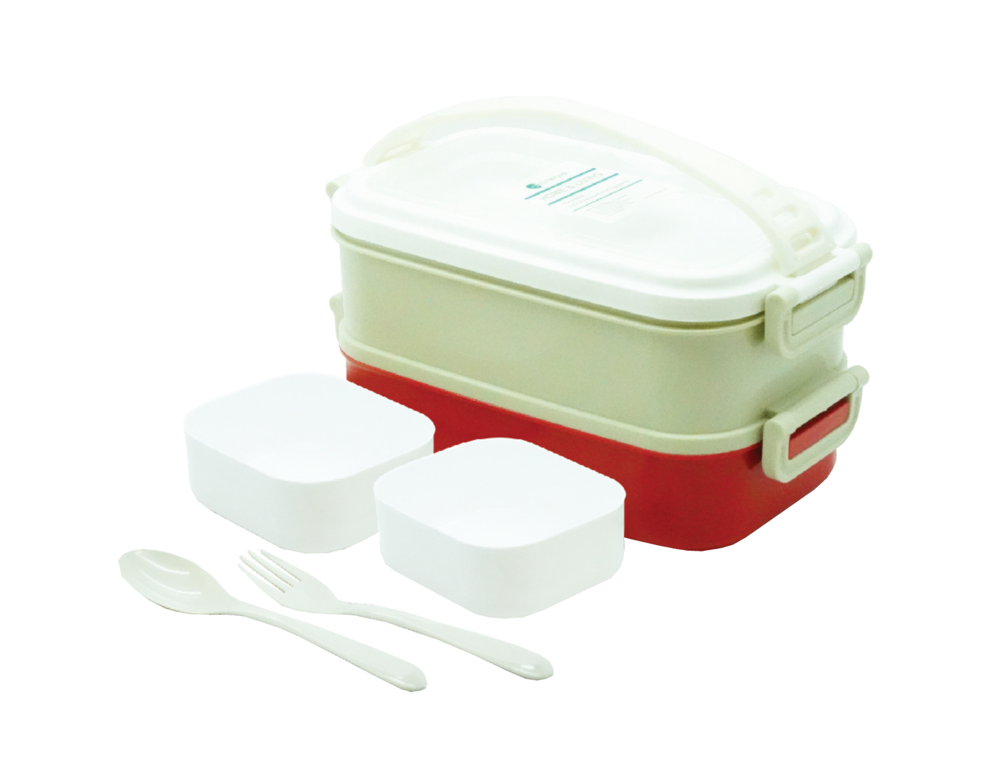 Elianware Red 2 Layers Handle Lunch Box 2 Compartment (E-1237) | myaeon2go