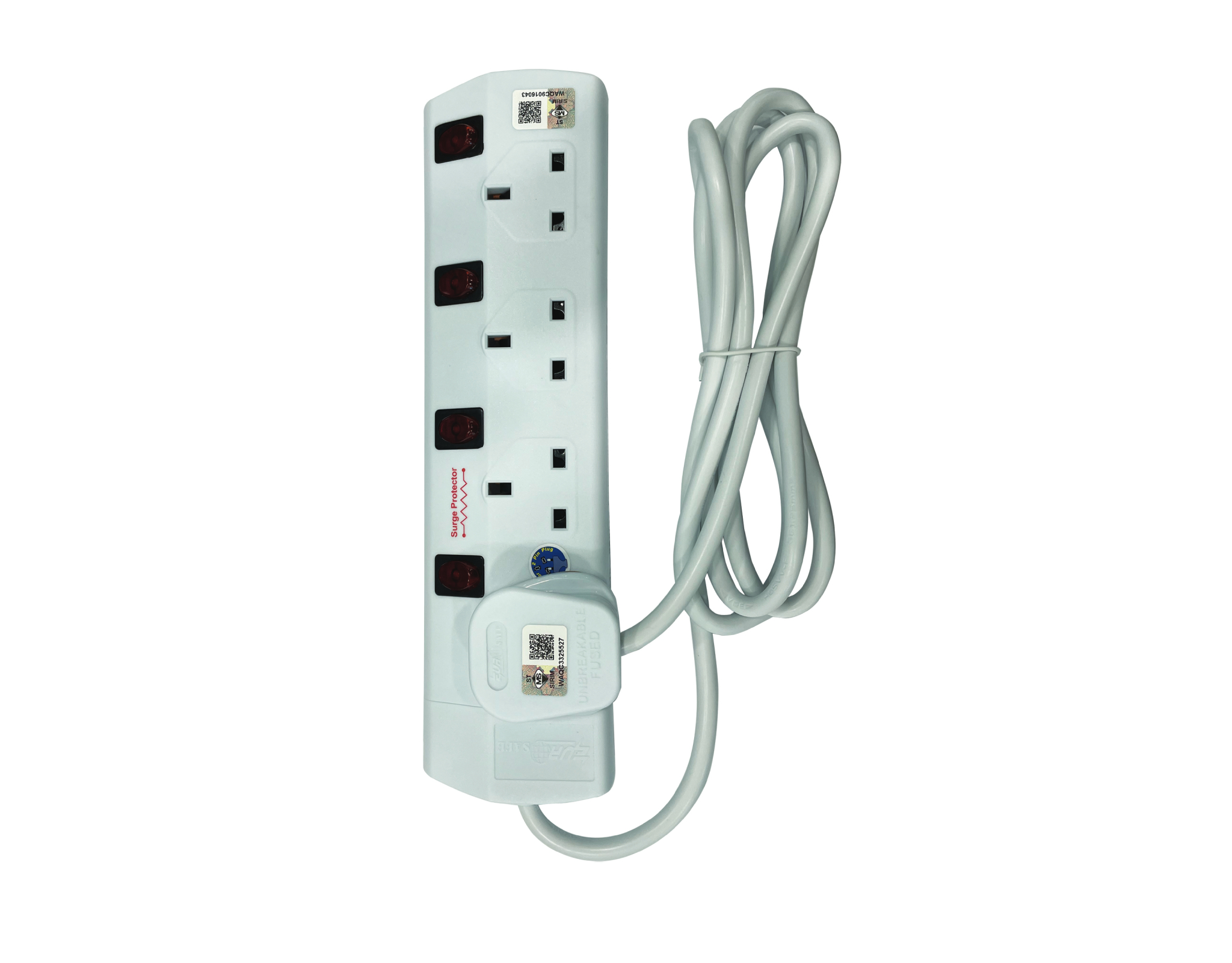 Eurosafe Trailing Socket Neon & Surge 2m White (ES-934-2) | myaeon2go