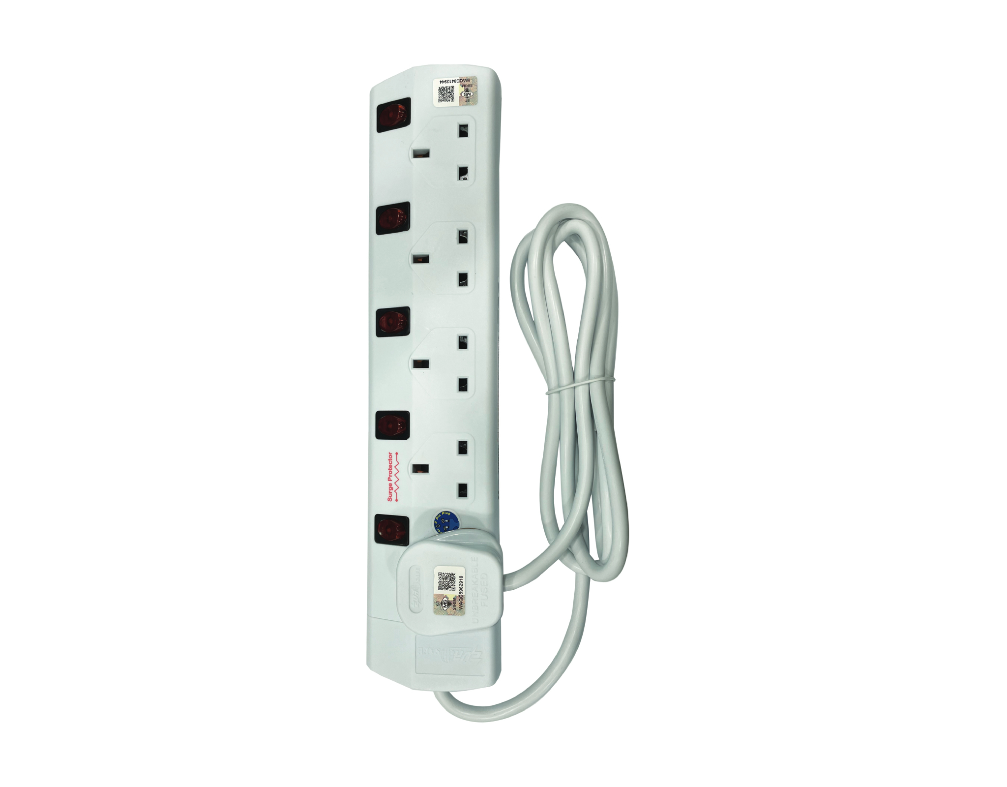 Eurosafe Trailing Socket Neon & Surge 2m White (ES-935-2) | myaeon2go