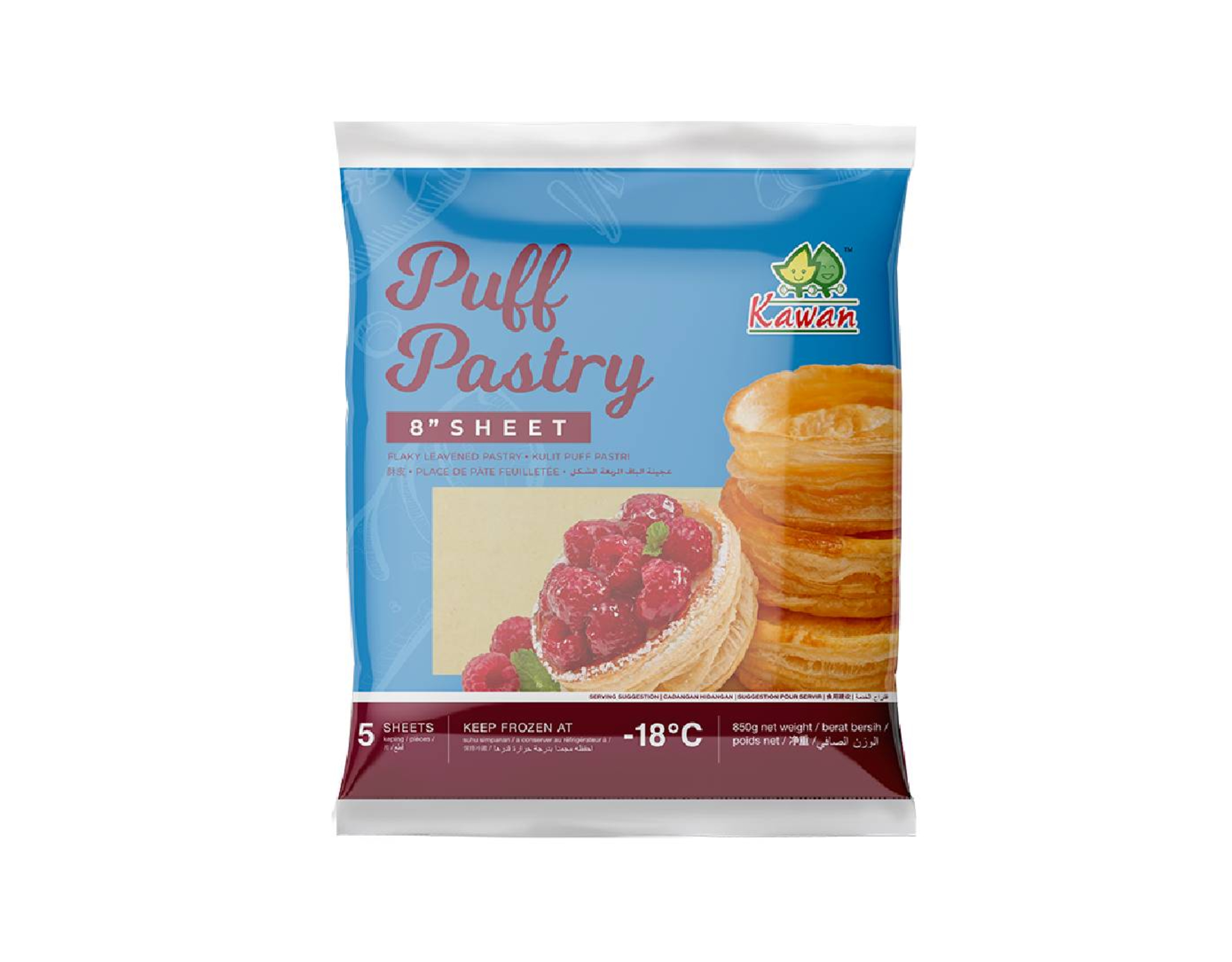 Kawan Puff Pastry Sheet, 850g - Flaky Leavened Pastry