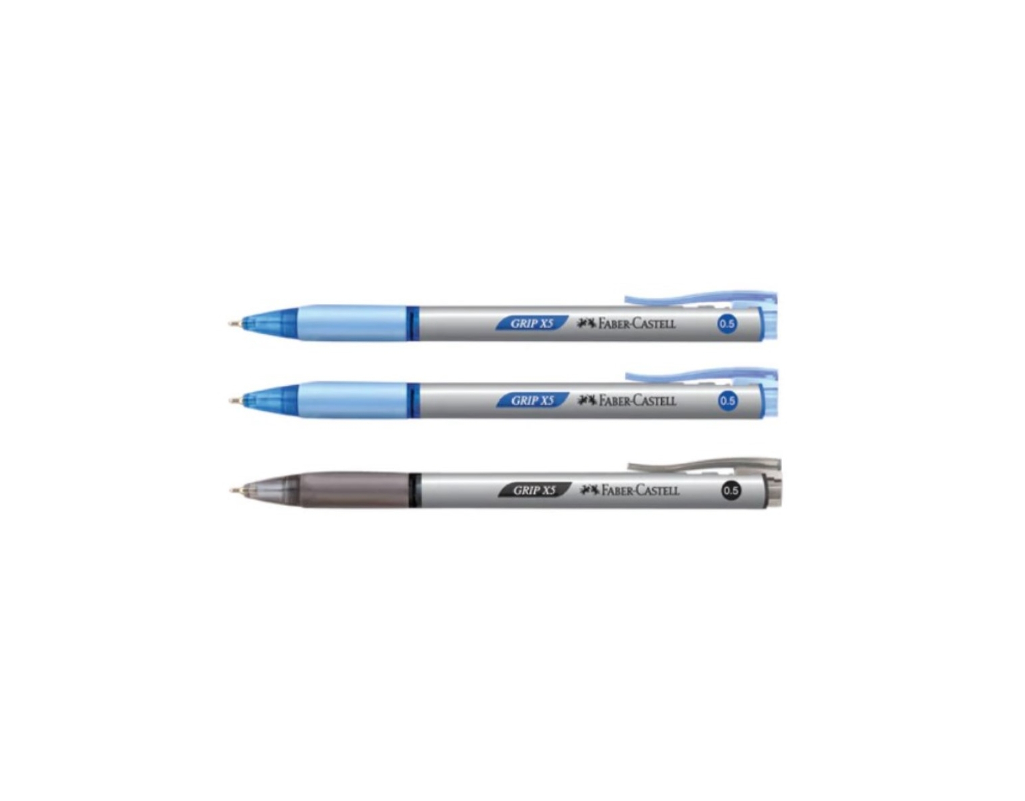 Faber-Castell Grip X5 Pen 0.5mm (3 Pcs) - 2 x Blue 1 x Black | myaeon2go