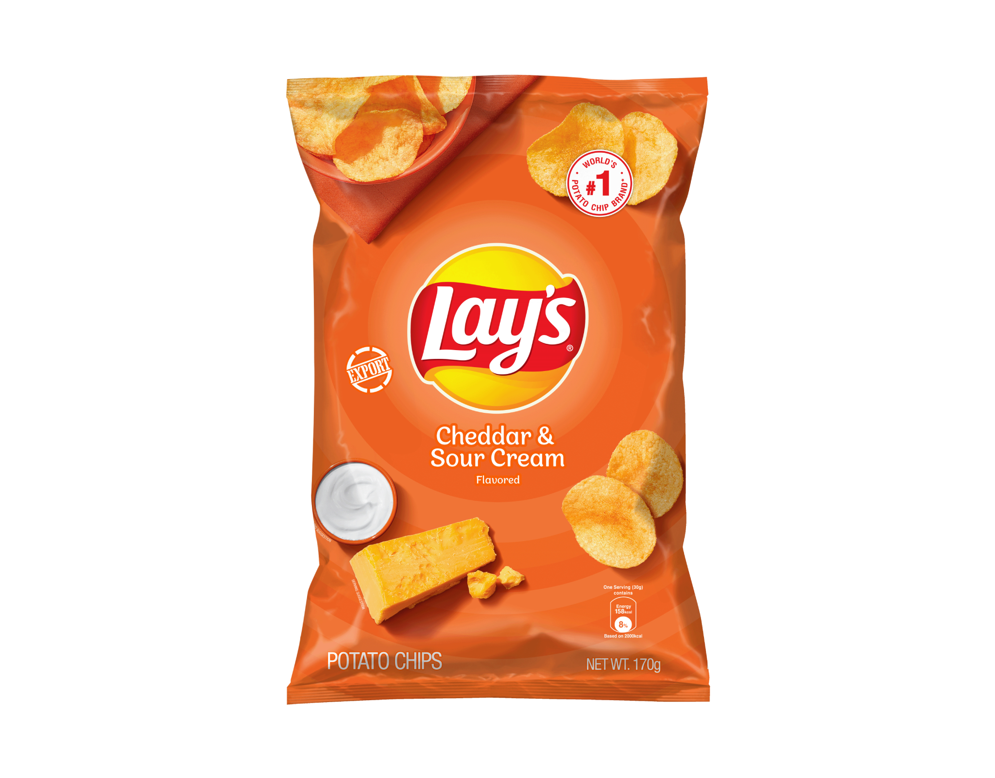 Lay's Cheddar & Sour Cream Chips 170g - Savory