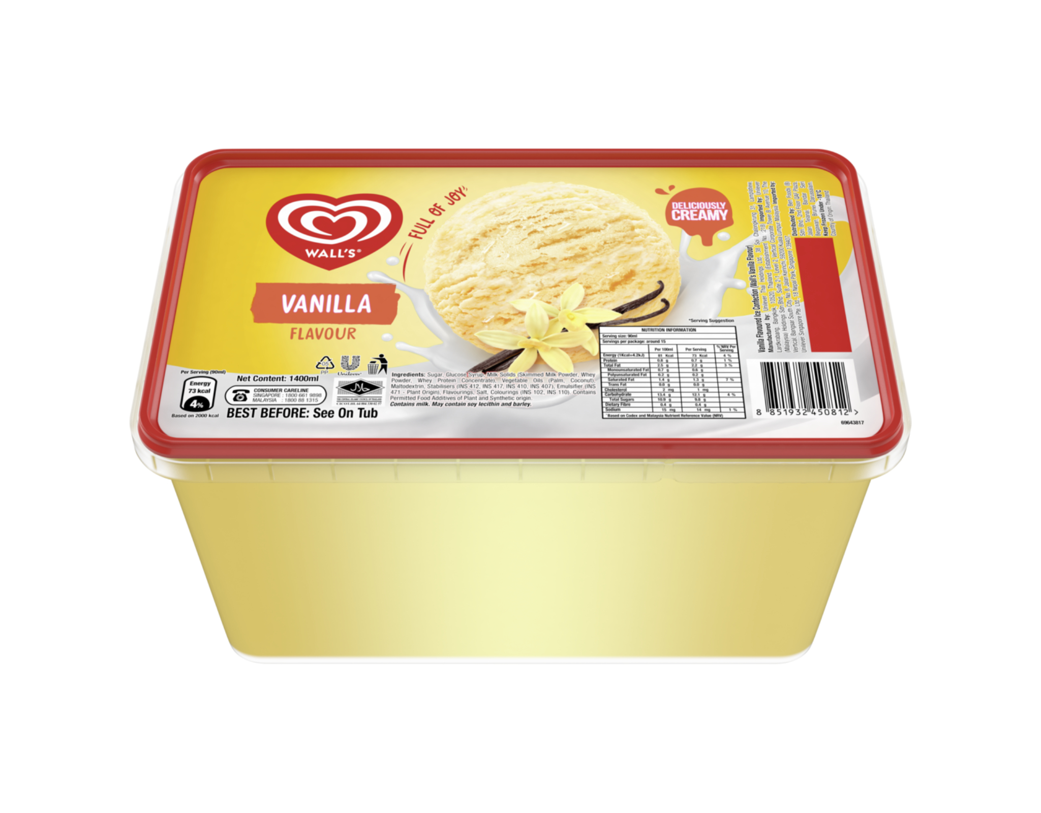 Wall's Ice Cream Vanilla, 1.4 liter - Deliciously Creamy