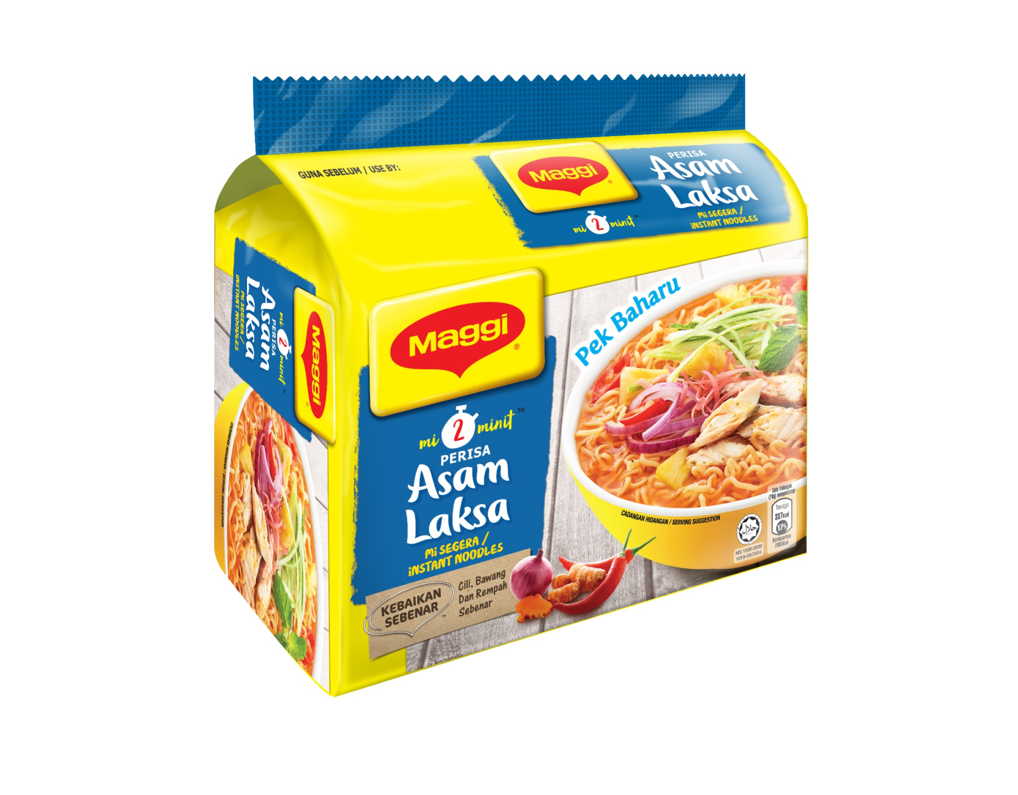 Maggi Malaysia 2 Minute Assam Laksa, 5x78g - Spicy & Sour