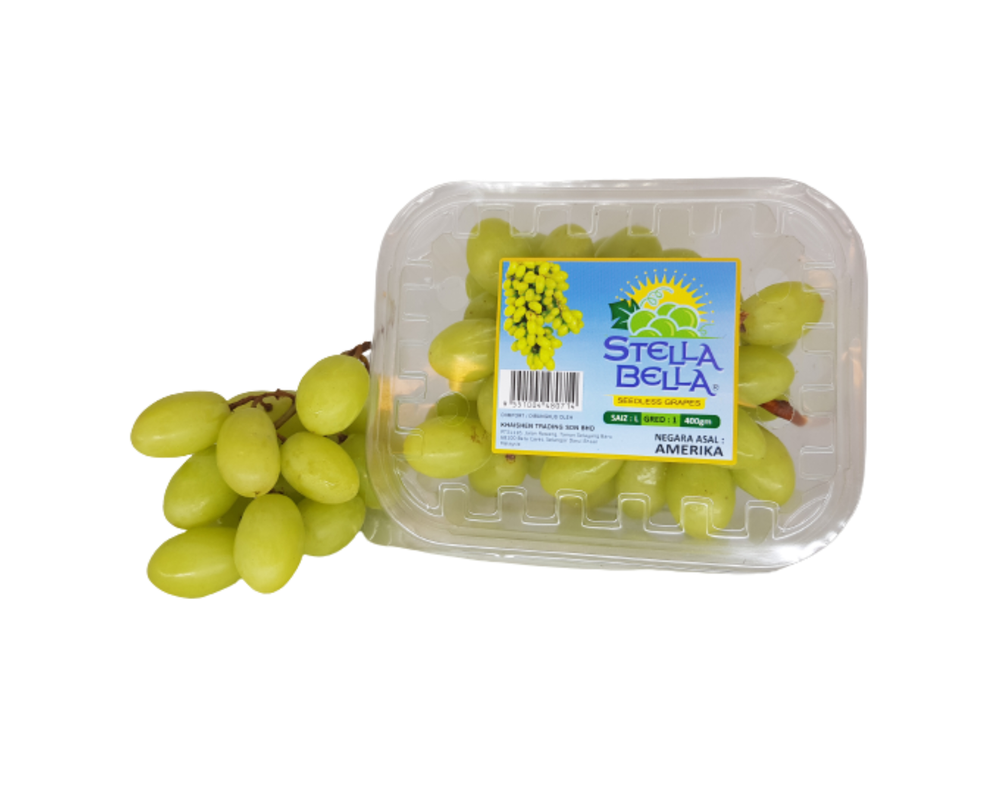 Stella Bella US Green Seedless Grapes, 400g - Crisp & Sweet