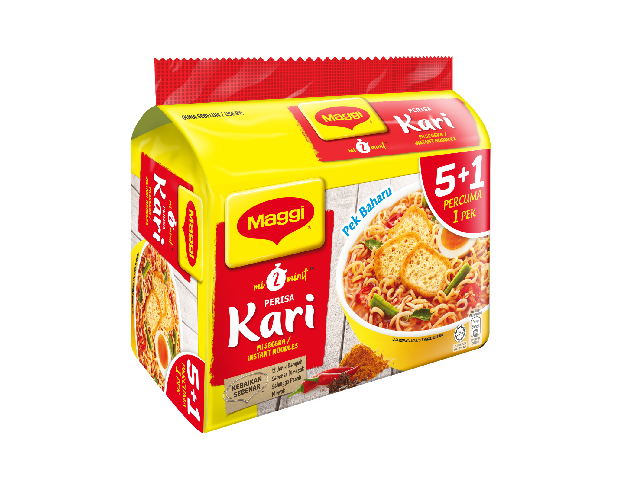 Maggi 2 Minute Curry Instant Noodle, 6 x 79g - Quick Meal