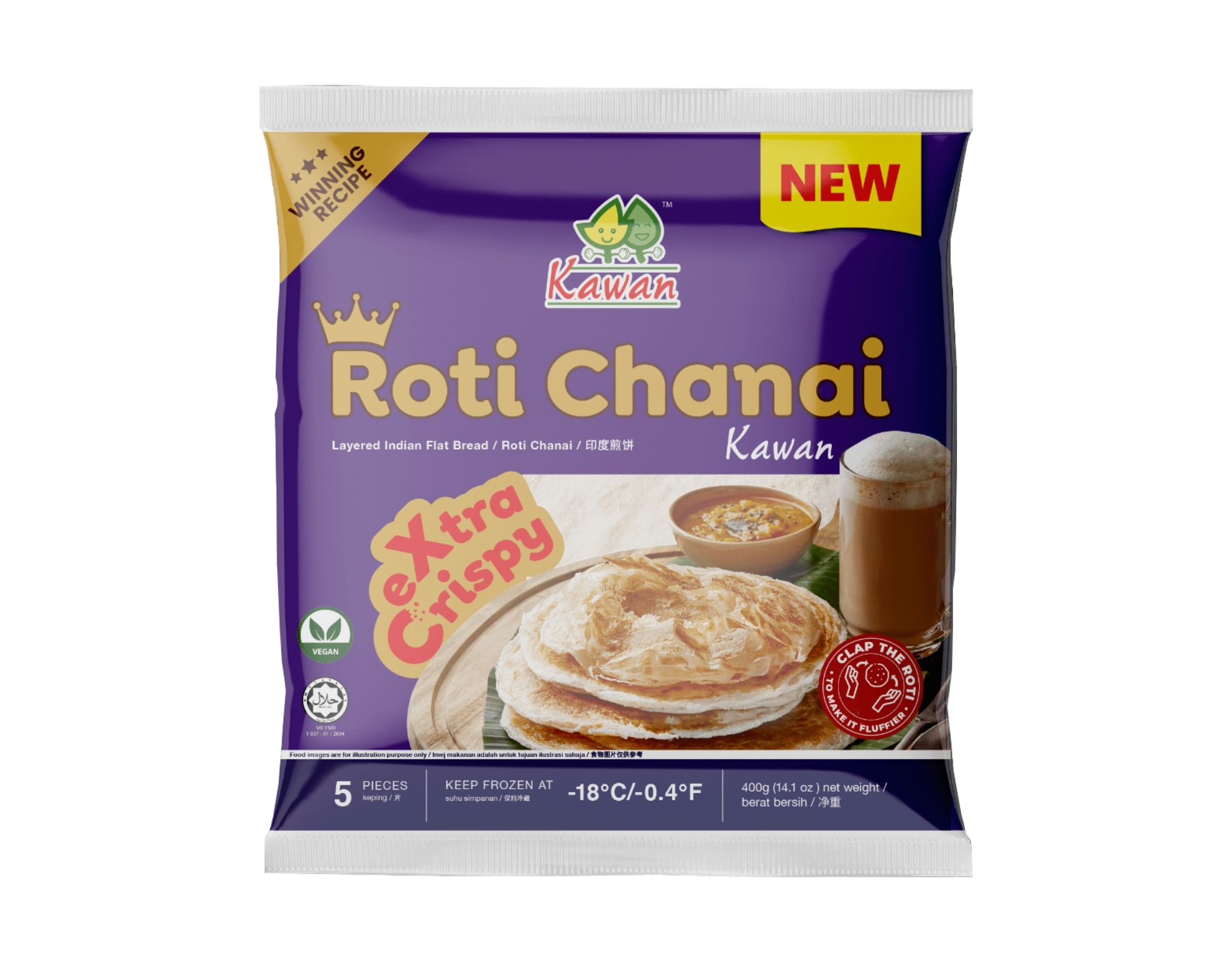 Kawan Roti Chanai, 5 x 80 g - Delicious and Fluffy